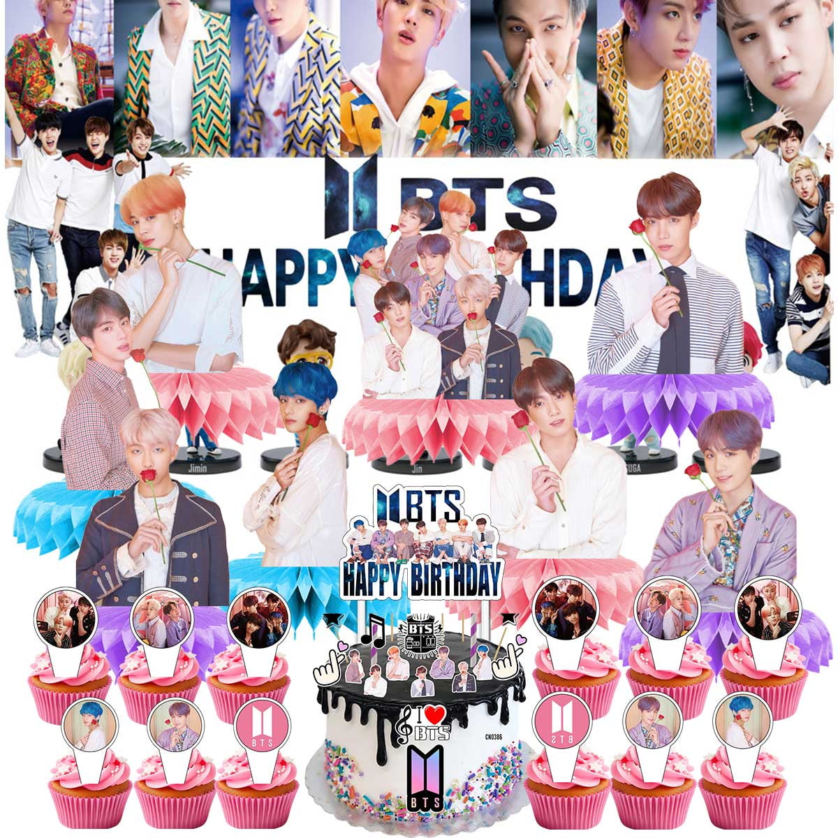 BTS Party Decorations Centerpieces Honeycomb Table Toppers Backdrop ...