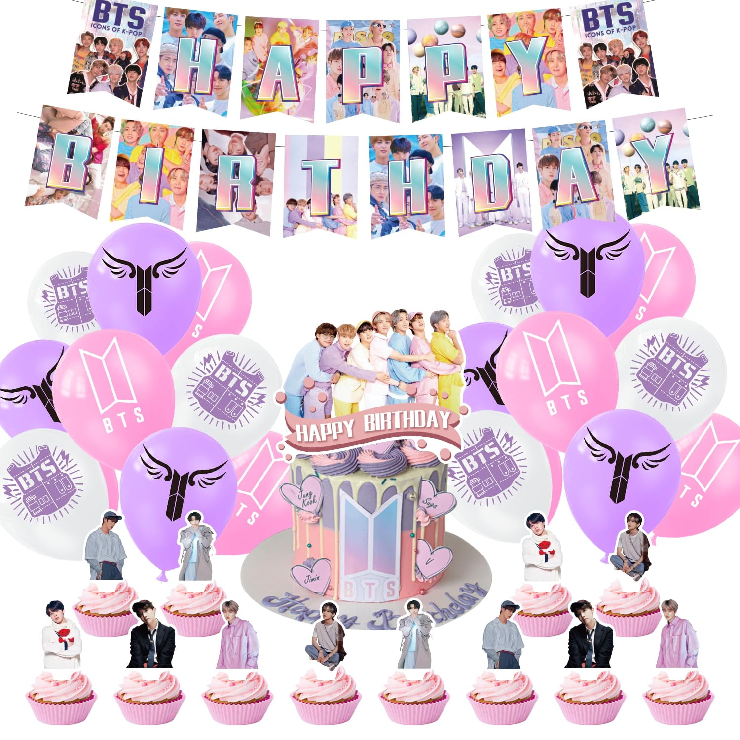 BTS Party Decorations Party ZS23 Supplies Set, Korean singer group ...