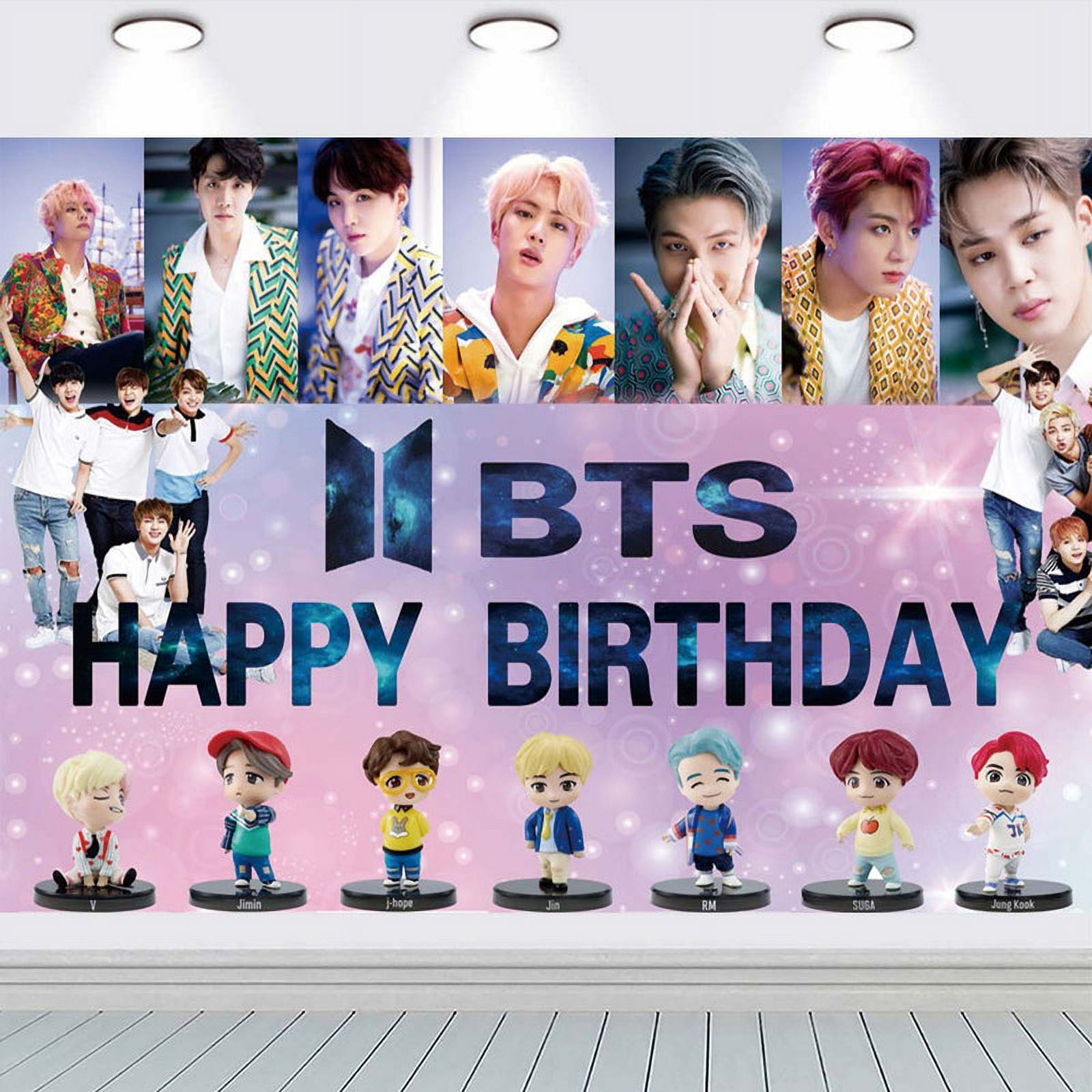 BTS Party Supplies Birthday Decorations Post Backdrop Banner Background ...