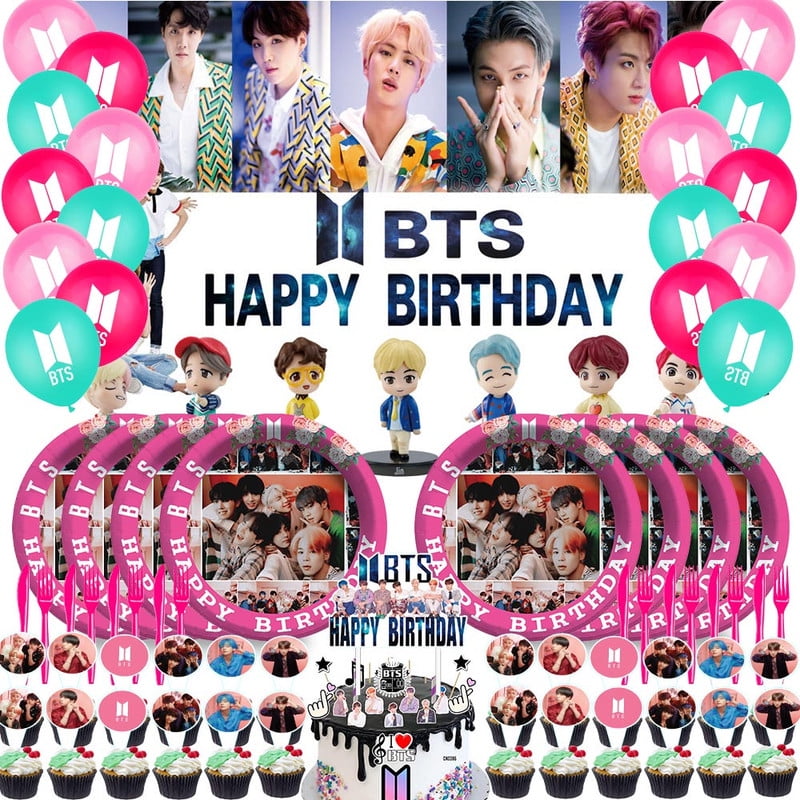 BTS Party Supplies Plates Decorations Birthday Cake Topper Banner Decor ...