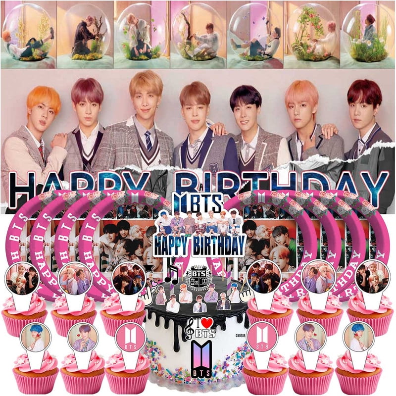 BTS Plates Birthday Supplies Decorations Decor Backdrop Banner Cake ...