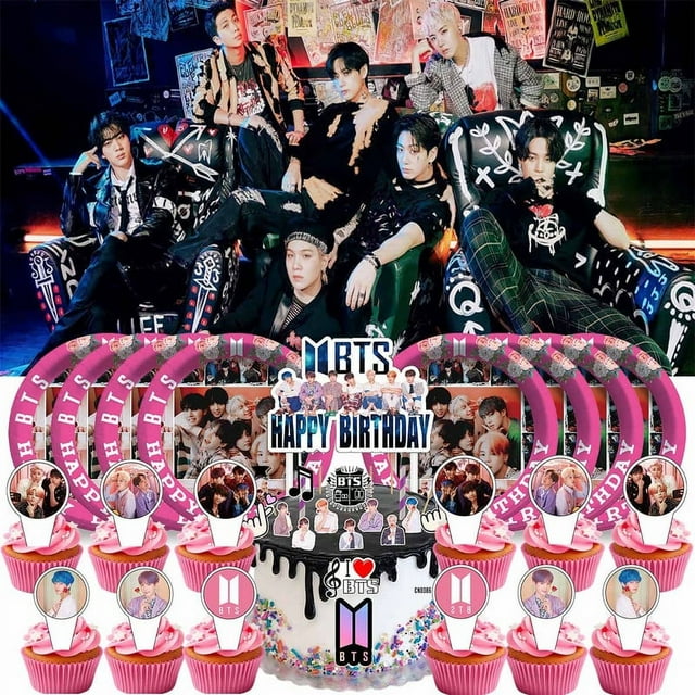 BTS Plates Birthday Supplies Decorations Decor Backdrop Banner Cake ...