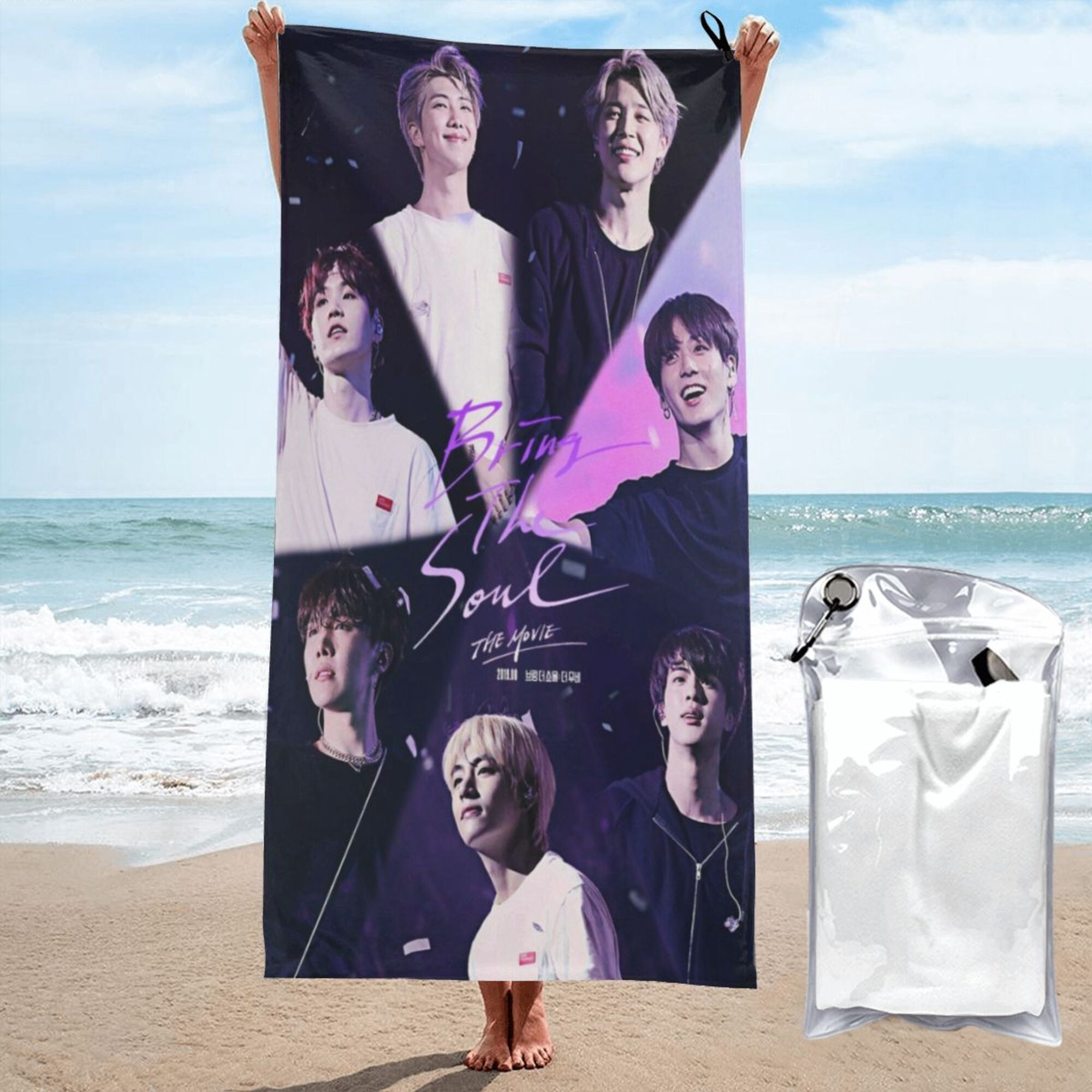 BTS Quick Dry Towel,Cartoon Anime Beach Towel Microfiber Absorbent Soft ...