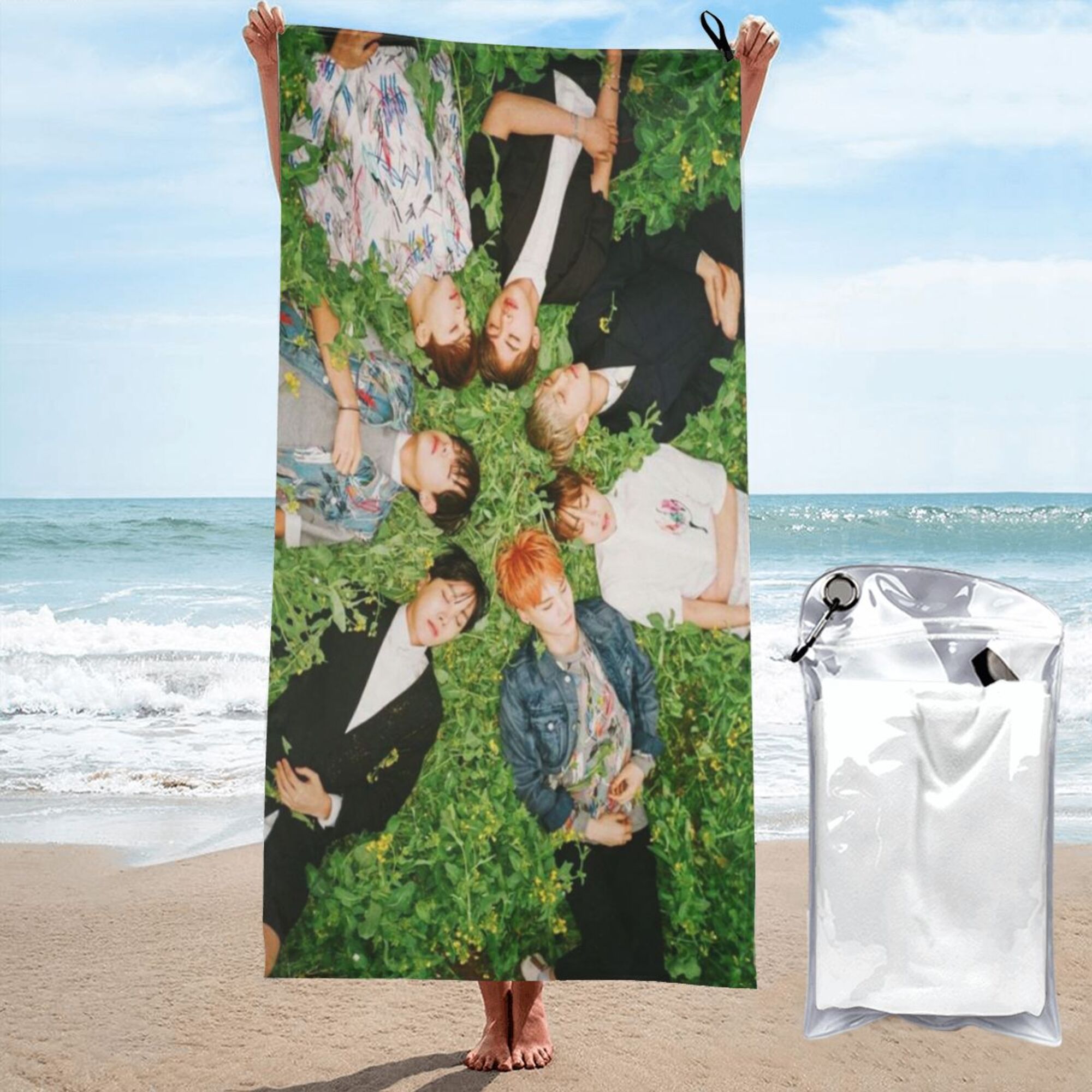 BTS Quick Dry Towel,Cartoon Anime Beach Towel Microfiber Absorbent Soft ...