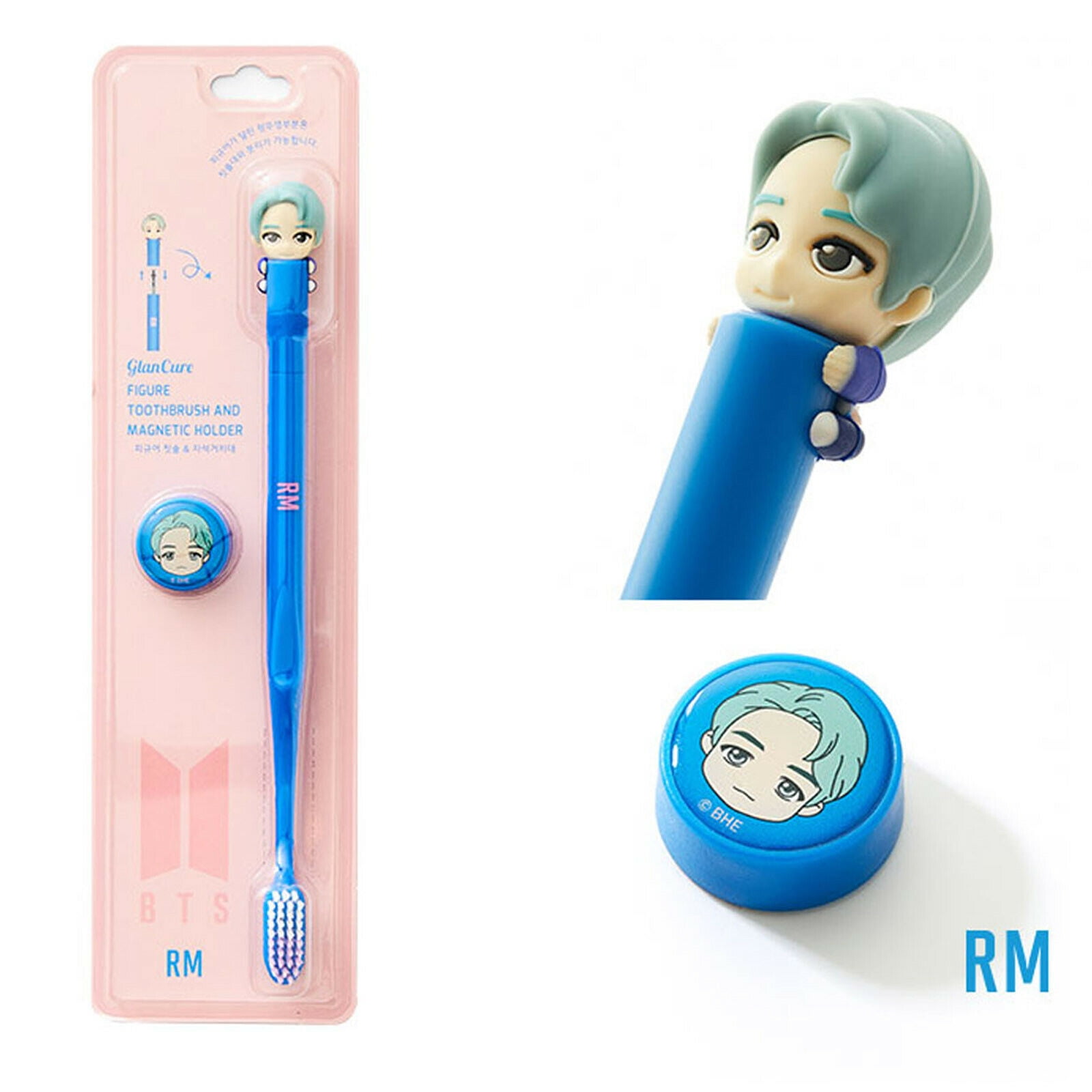 BTS RM Character Figure Toothbrush plus Magnetic Wall Holder, ABS ...