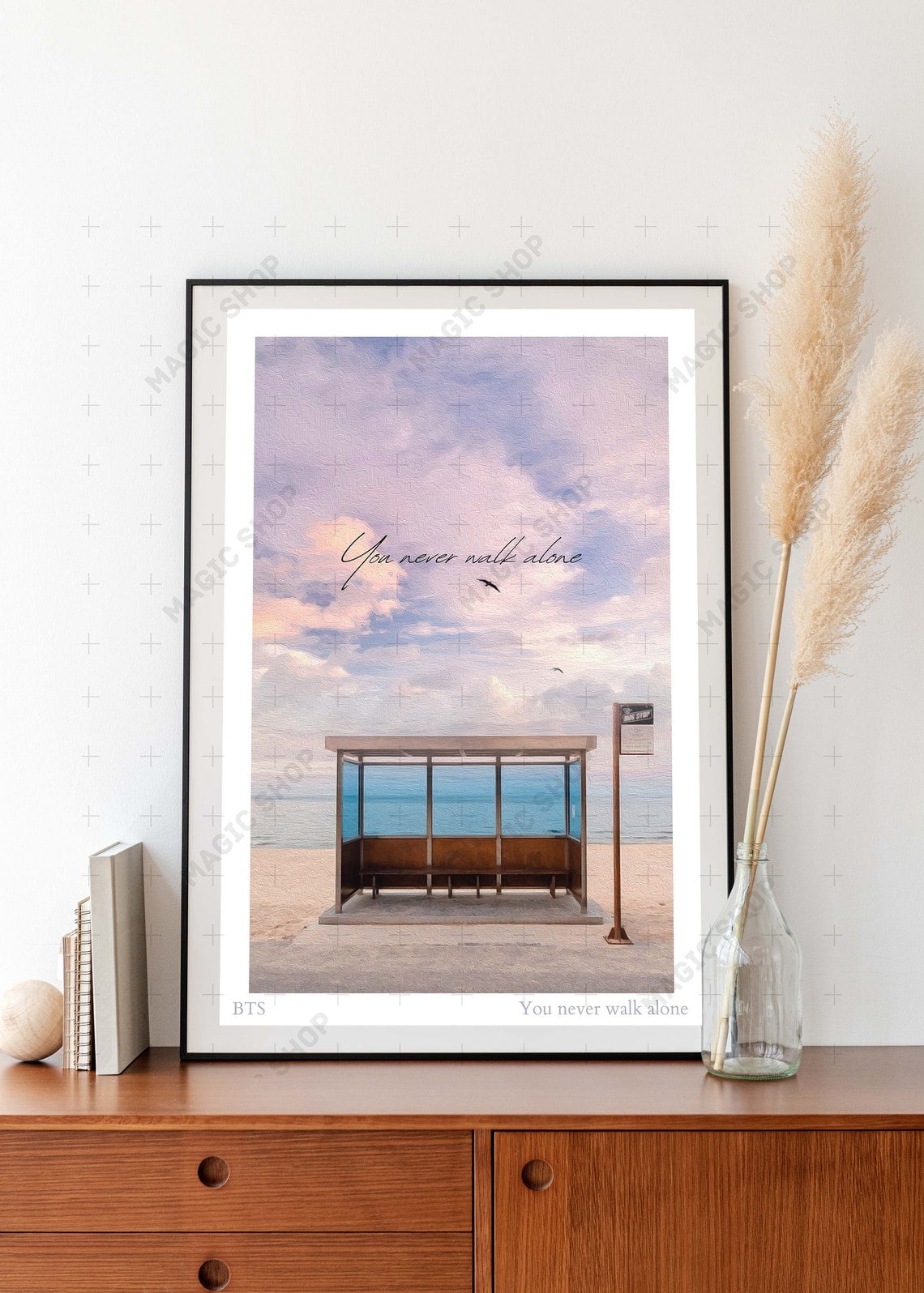 BTS You never walk alone llustrated Print, bus stop spring day BTS ...