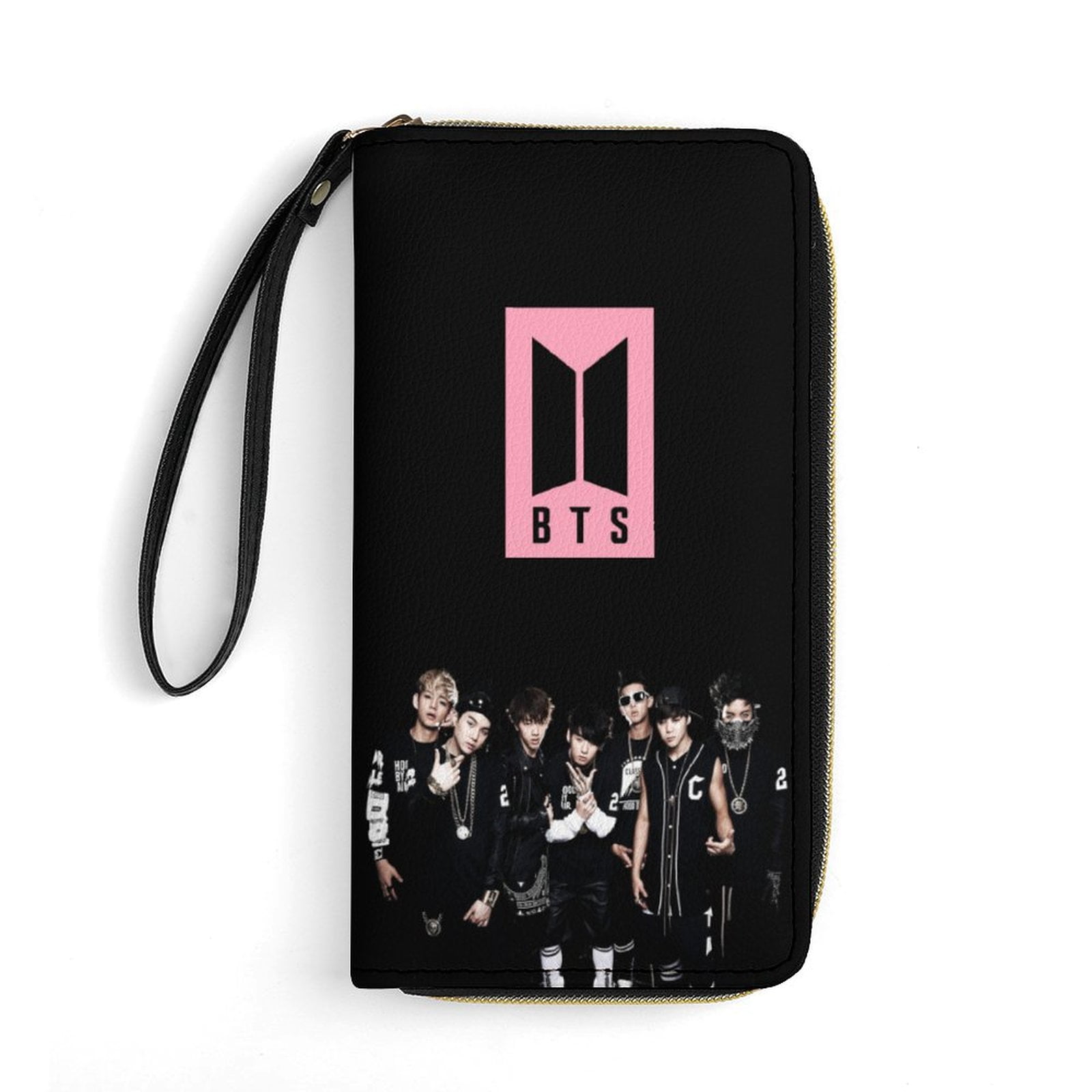 BTS Zipper Faux Leather Long Wallet/Clutch Purse, Cute Stuff ...