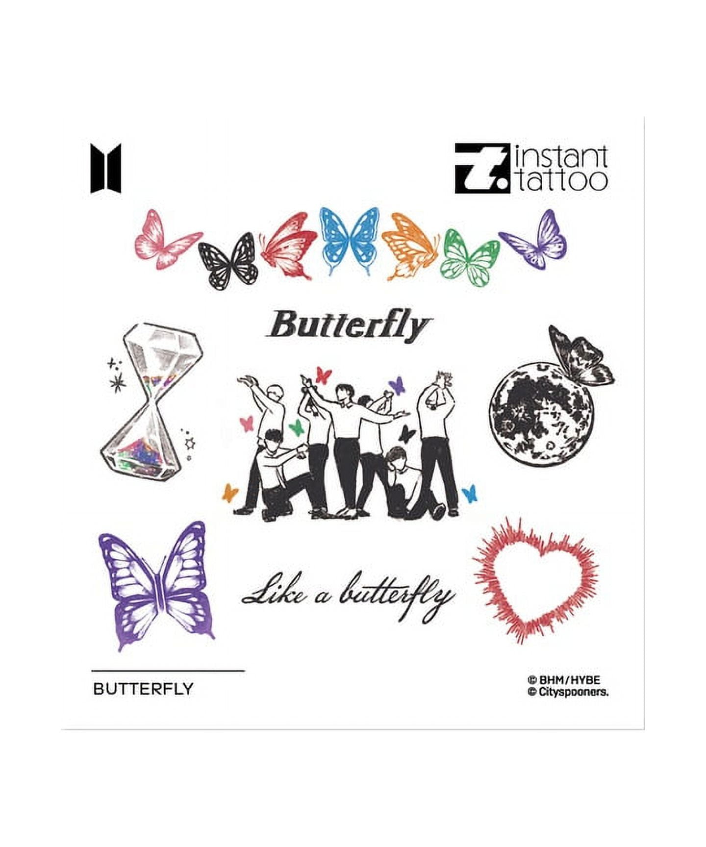 BTS (instant tattoo) Butterfly Tattoo (Official Merchandise) - Walmart.com