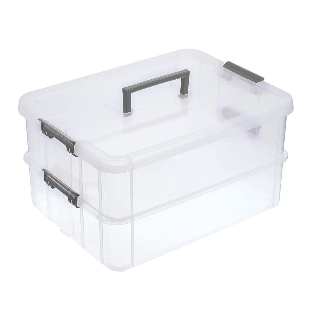 BTSKY 2 Layer Stack & Carry AIS1 Box, Plastic Multipurpose Storage ...