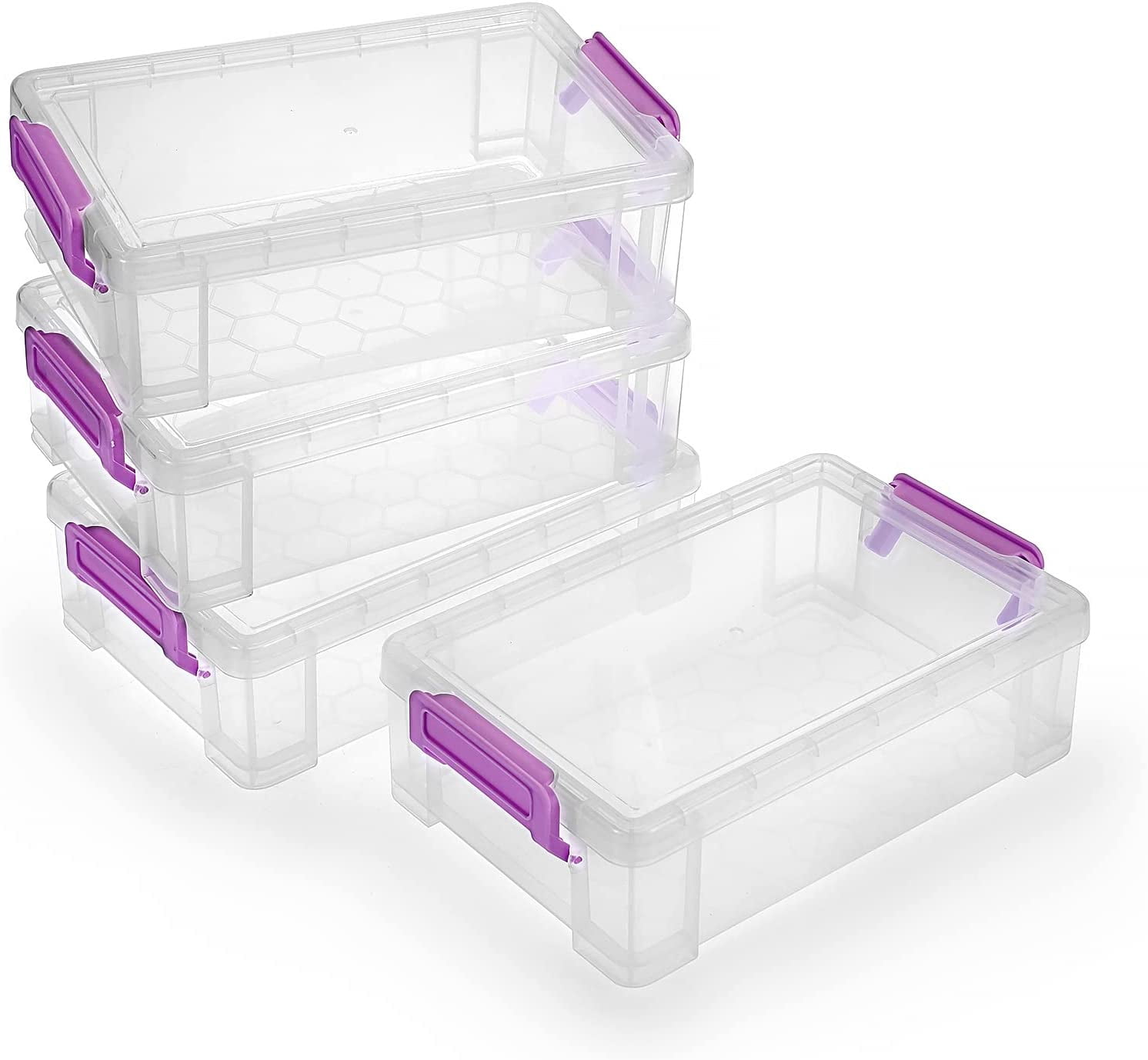 BTSKY 4 Pack Extra Plastic Pencil Box Stackable Translucent Clear ...