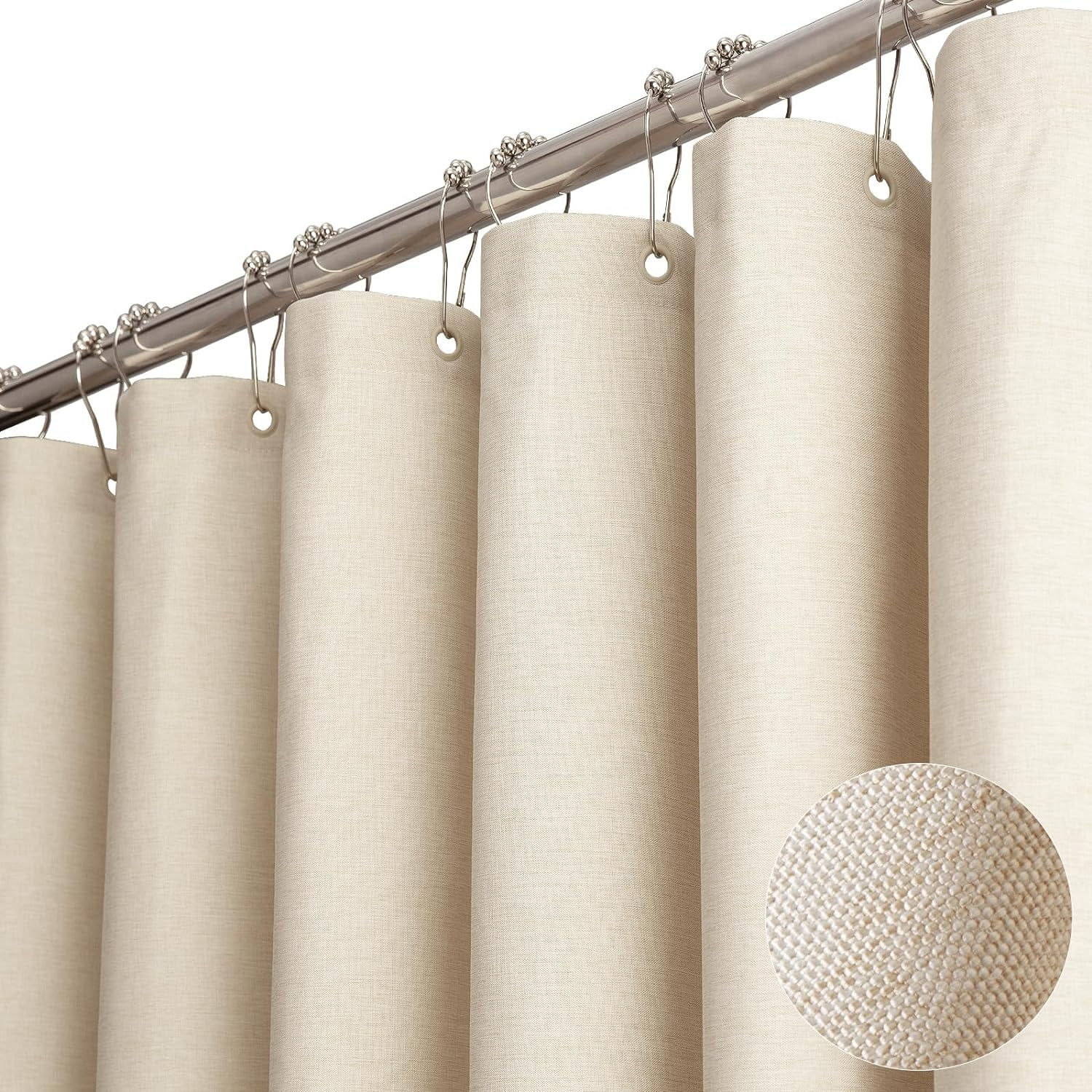 BTTN Stall Fabric Shower Curtain, 60 Inch Linen Textured Heavy Duty ...