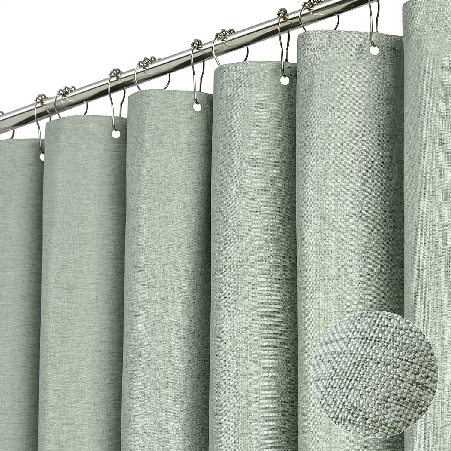 BTTN Stall Fabric Shower Curtain, 60 Inch Linen Textured Heavy Duty ...