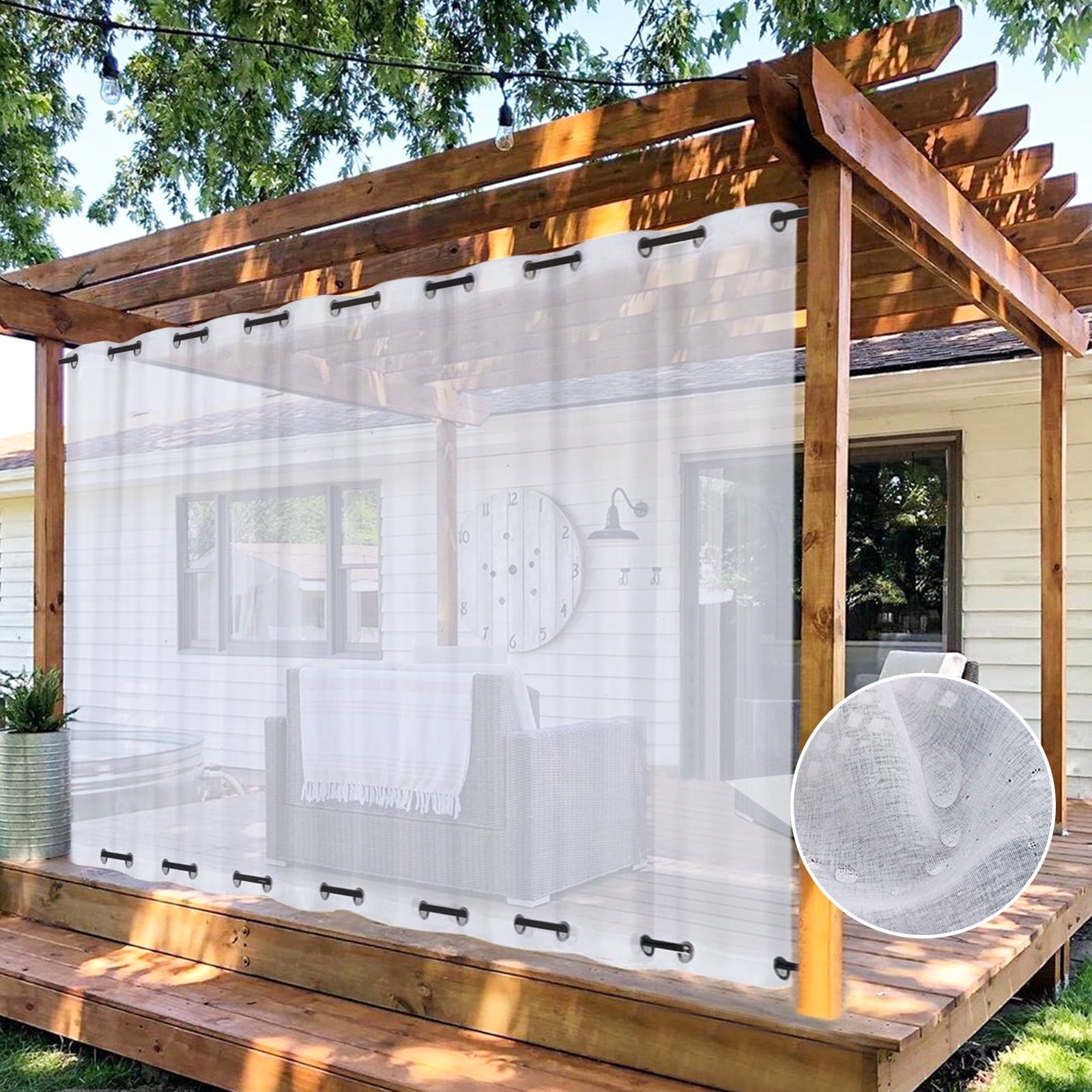 BTTO Patio Sheer Windproof & Waterproof Outdoor Curtain for Porch Yard ...