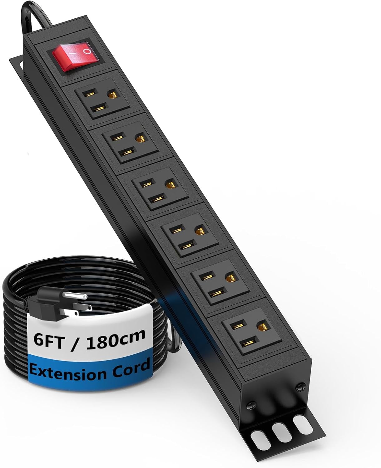 BTU 6 Outlet Power Strip, Metal Mountable Power Strip Surge Protector ...
