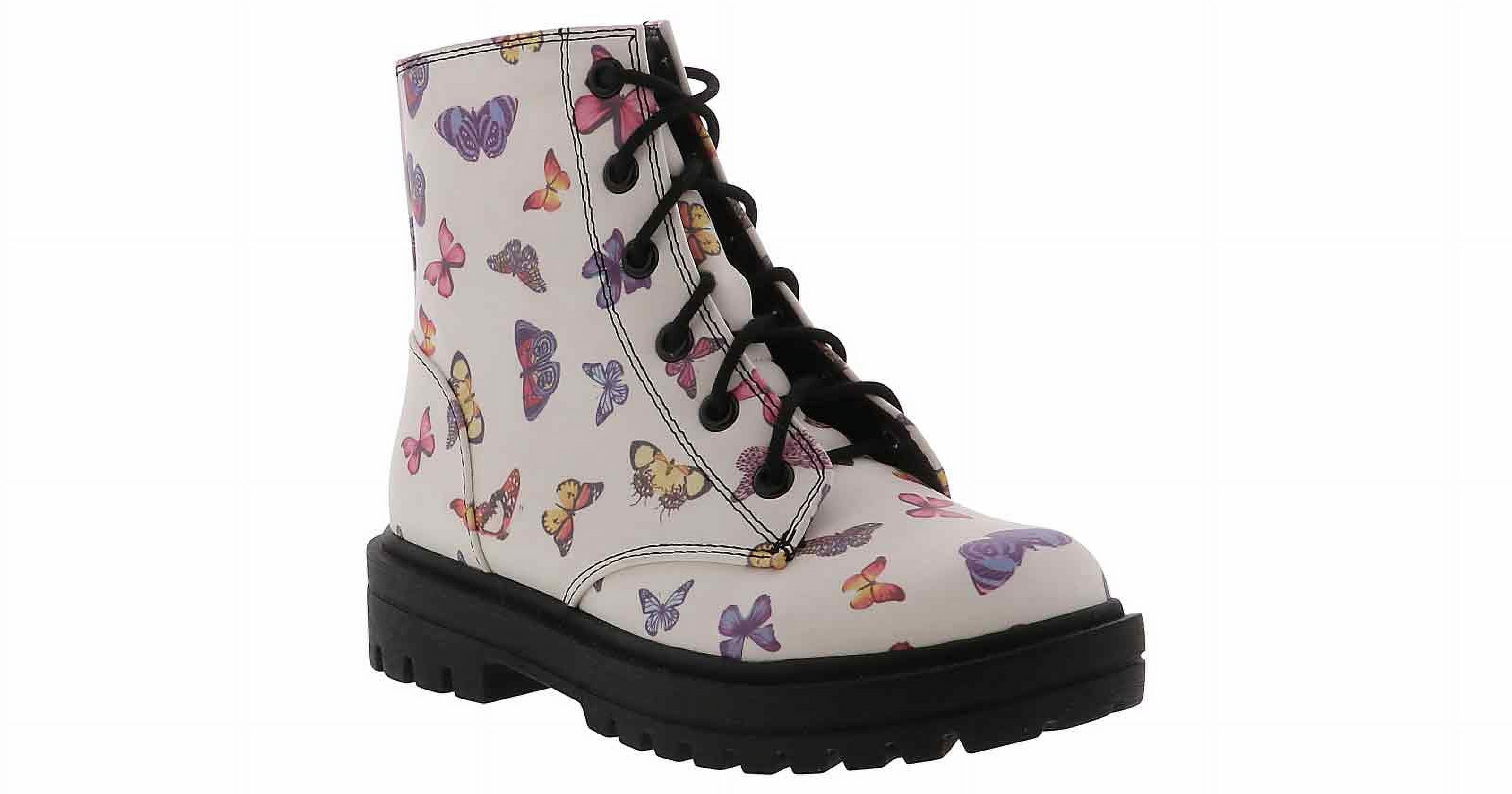 BTW Butterfly Girls' (12-4) Combat Boot White - Walmart.com