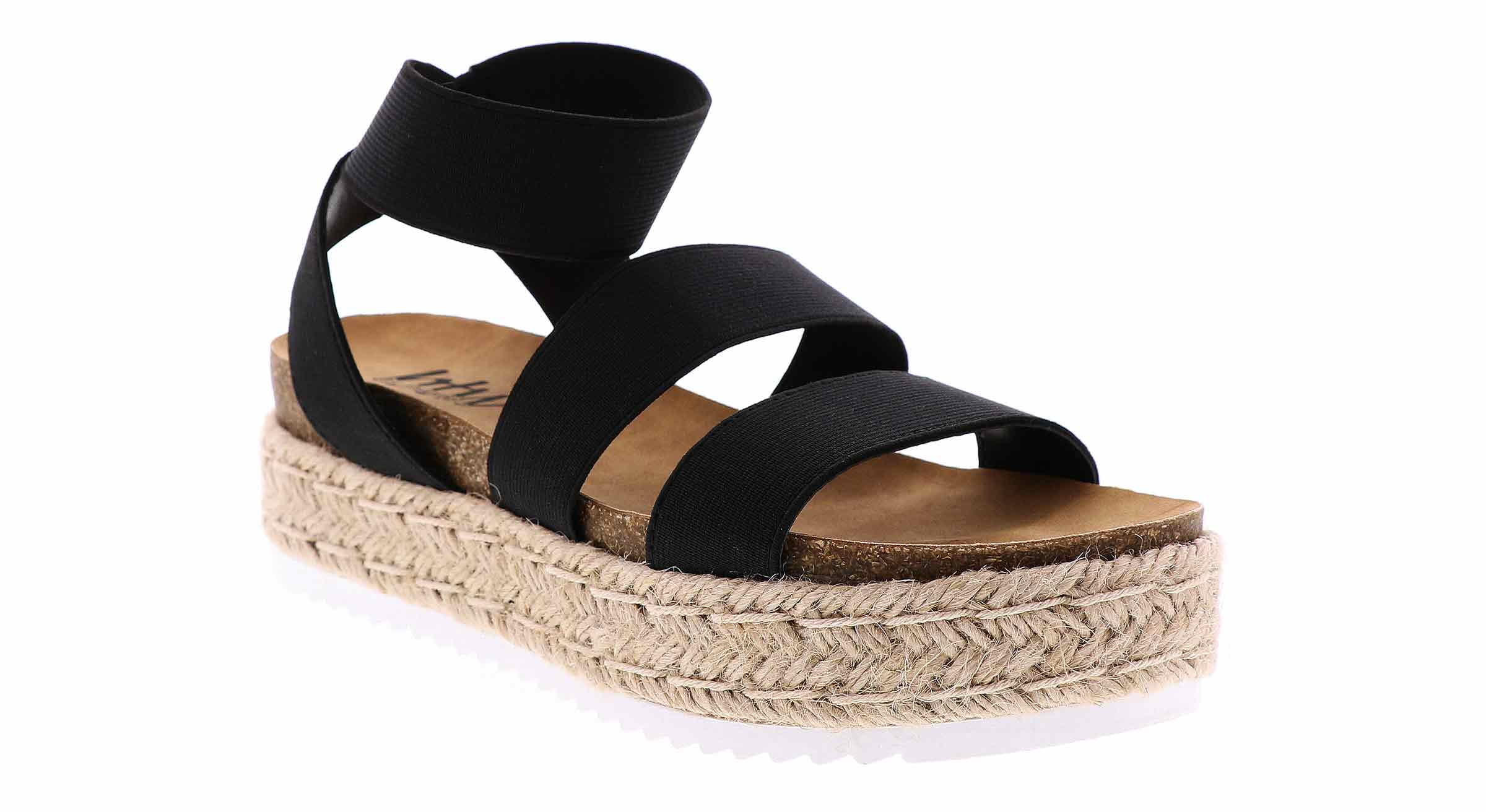 BTW Larkin Elastic Flatform Sandal Black - Walmart.com