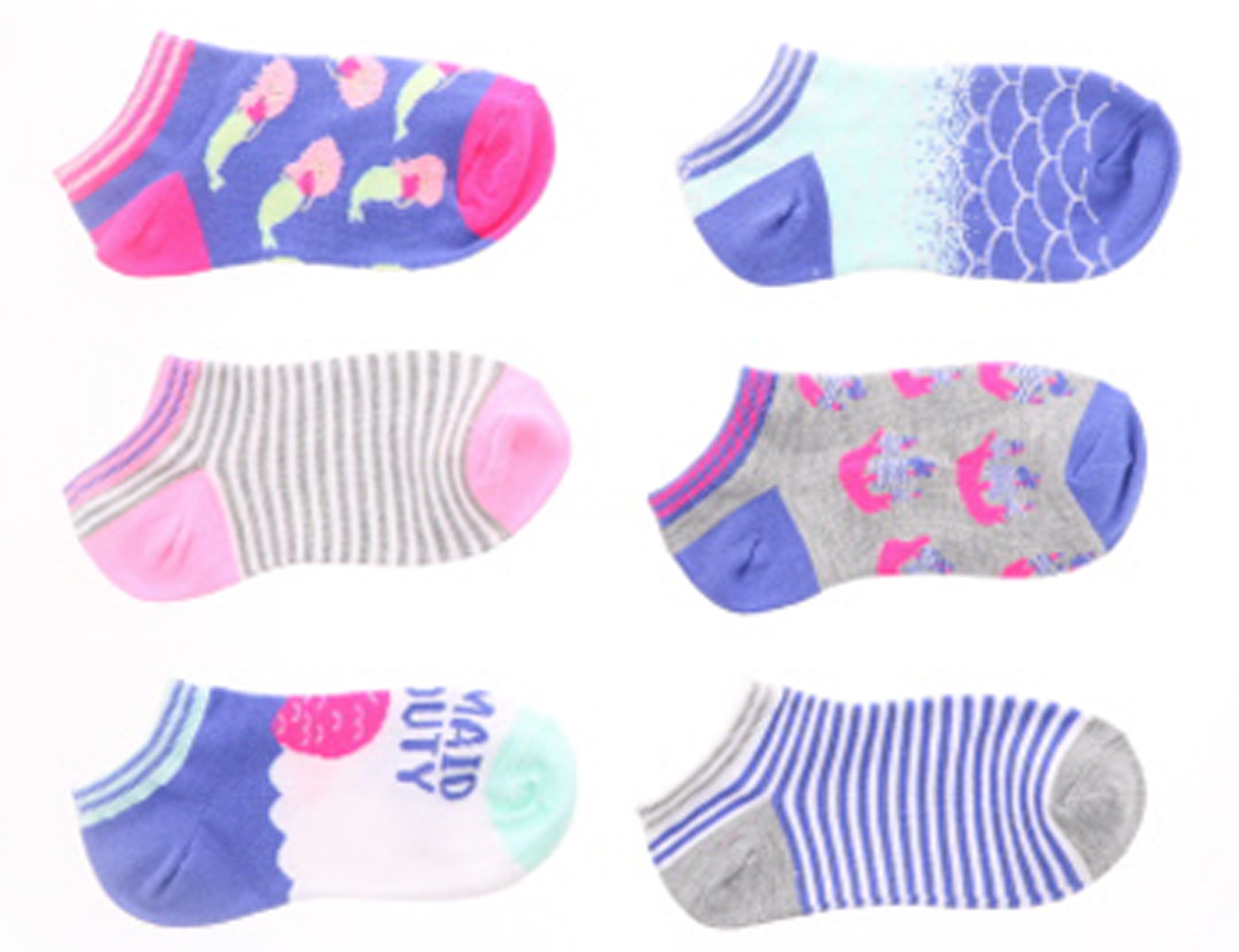 BTW MERMAID 6 Pack GIRLS SOCKS | PL530P2-7-MER - Walmart.com