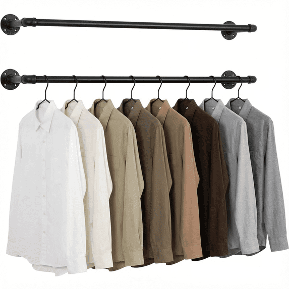 BTY 2Pack Industrial Pipe Clothes Rack, 23.6"L Wall Mounted Clothing ...