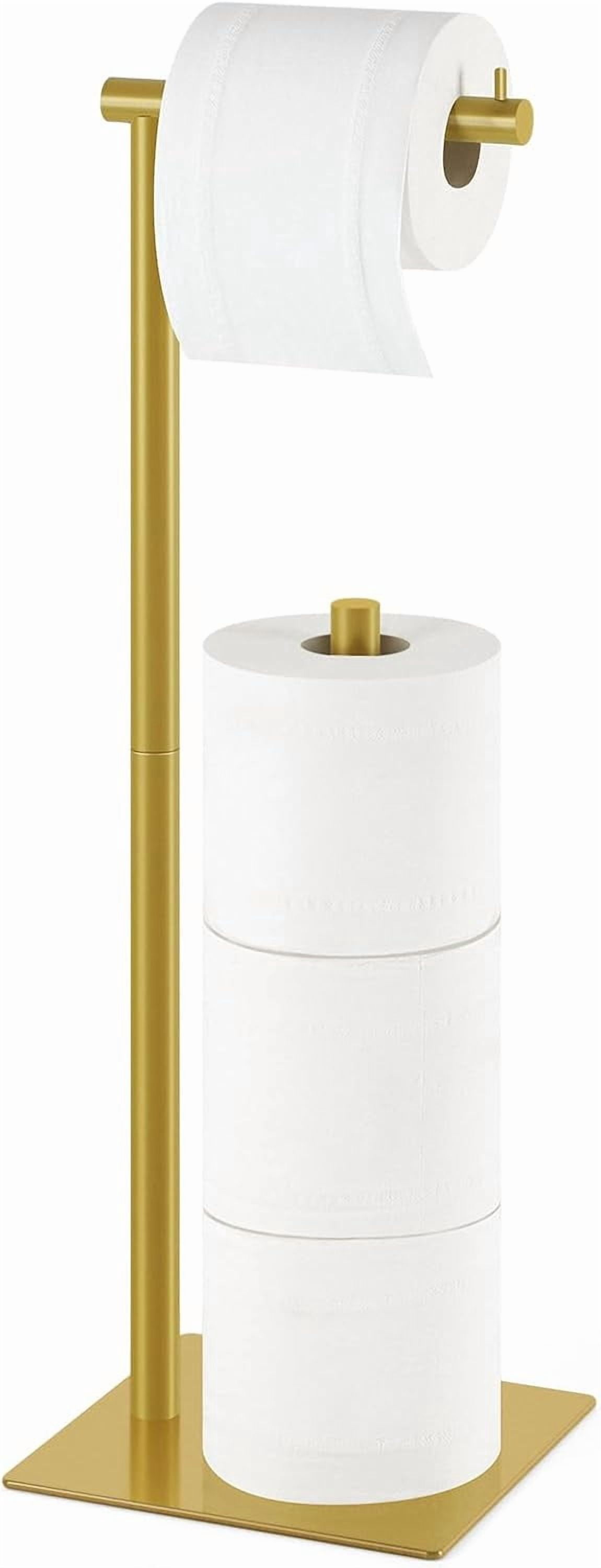 BTY Free Standing Toilet Paper Holder, Metal TP Stand with Reserve ...