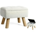 BTY Storage Ottoman, Small Foot Rest Boucle Teddy Velvet with Padded ...