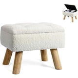 BTY Storage Ottoman,Teddy Fabric 2-in-1 Stool with Lift Top and Hidden ...