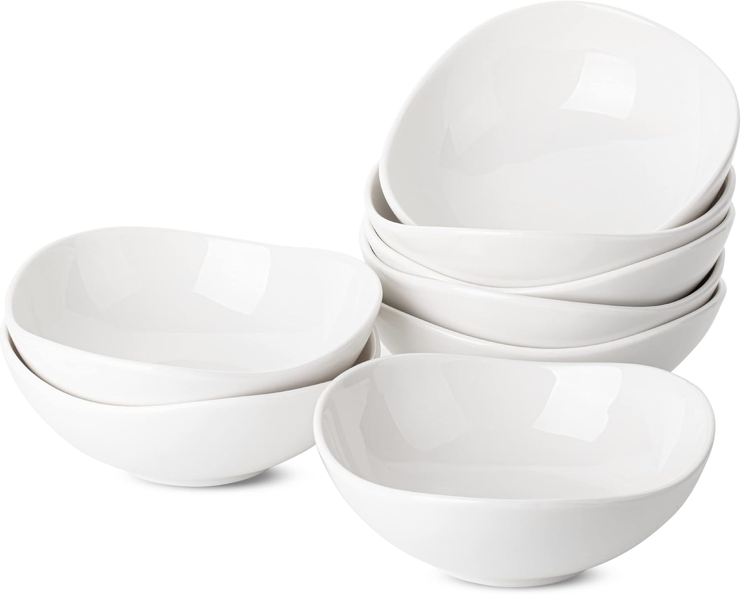 BTaT Porcelain Triangle Bowls - Set of 8 - 9 oz White - Dessert - Dip ...
