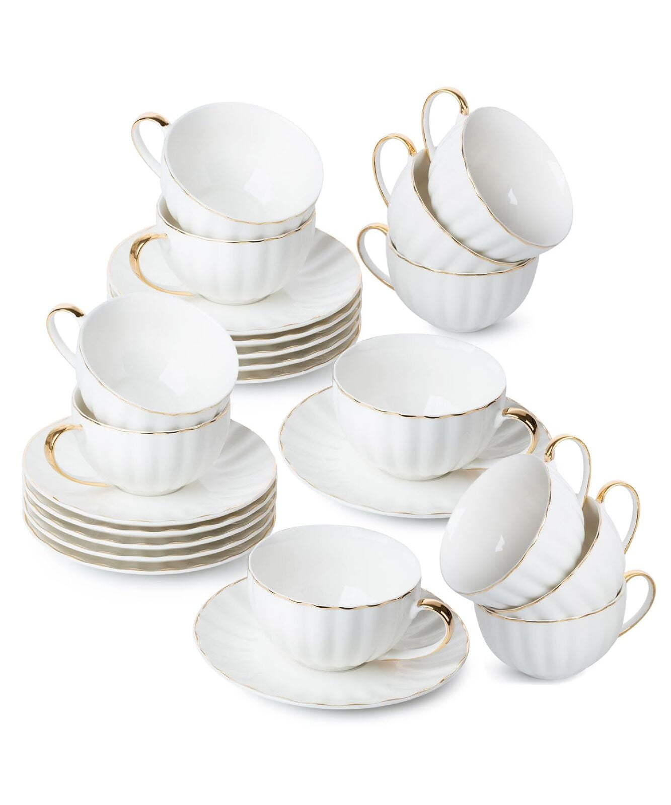 BTaT- White Tea Cups and Saucers 7oz Tea Cups Set of 12 Porcelain Tea ... BTaT- White Tea Cups and Saucers 7oz Tea Cups Set of 12 Porcelain Tea ...