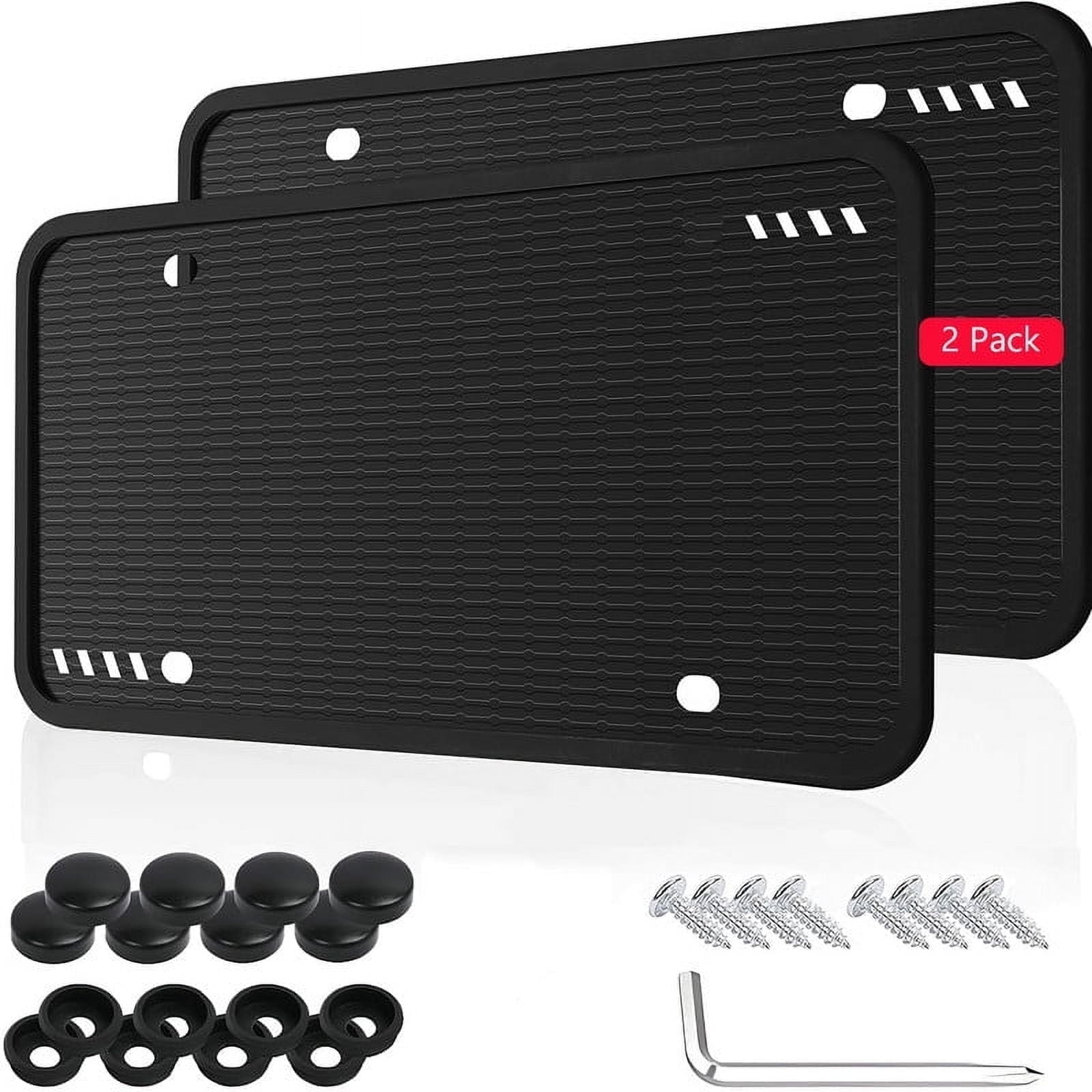 BTideas Silicone License Plate Frame 2 Pack Black Durable and Easy to ...