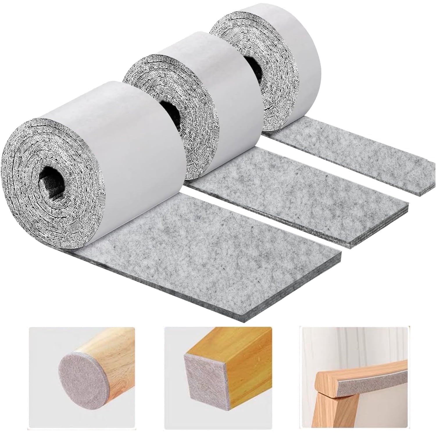 BTideas Felt Furniture Pads,3 Pack Self Adhesive Anti Slip Felt Strip ...