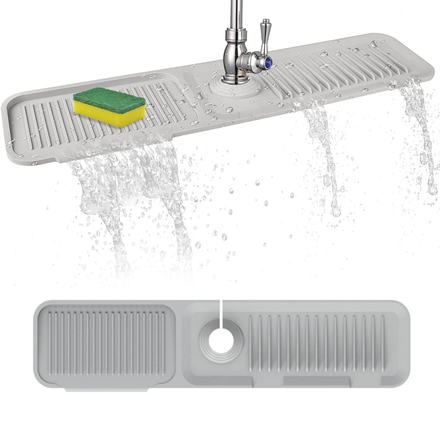 BTideas Kitchen Sink Splash Guard, Silicone Splash Mat, 24" Kitchen ...