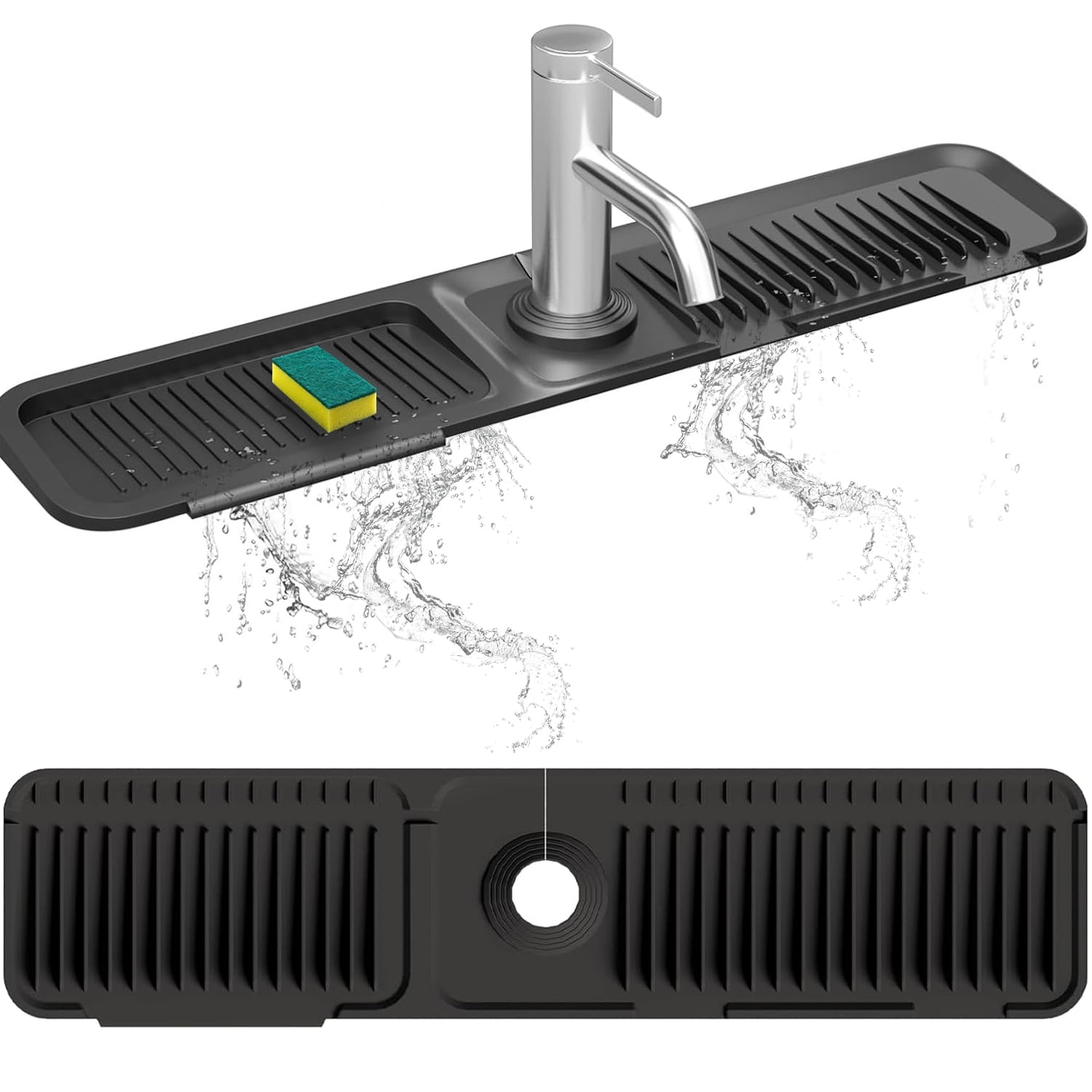 BTideas Kitchen Sink Splash Guard, Silicone Splash Mat, 24" Kitchen ...