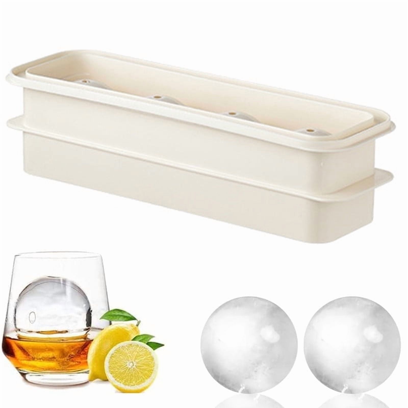 BTideas Large Ice Cube Mold,4 Balls Big Round Ice Cube Trays with Lid ...