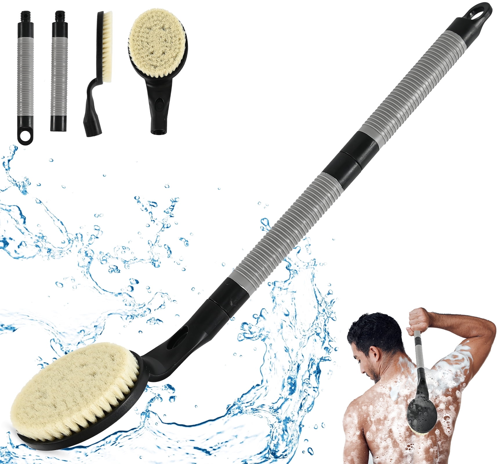 BTideas Long Handle Back Bath Brush 21.6 inches for Shower, Skin ...