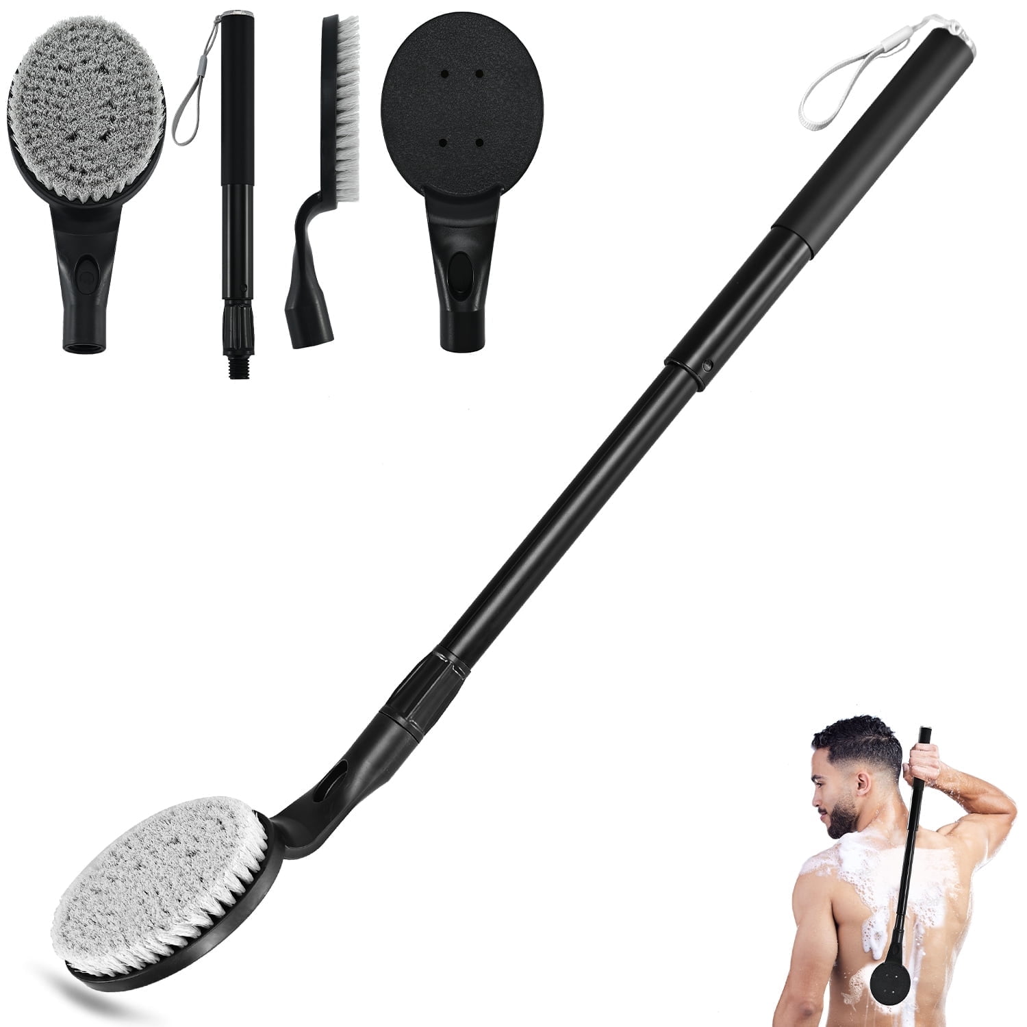 "BTideas Adjustable Long Handle Bath Brush, 25.7"" Back Scrubber for ...