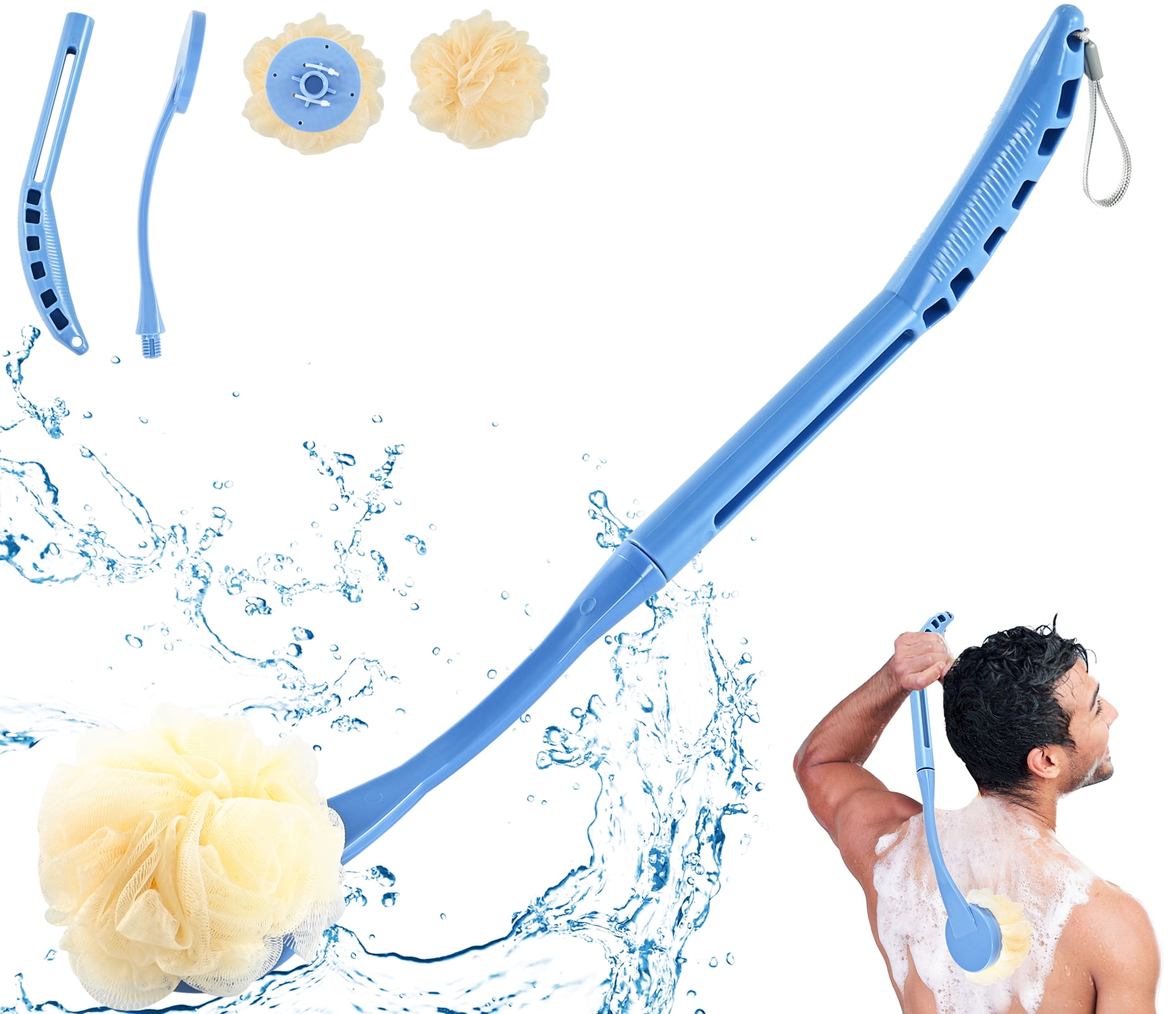 BTideas 20.5'' Detachable Loofah Stick, Back Scrubber w/ Long Handle ...