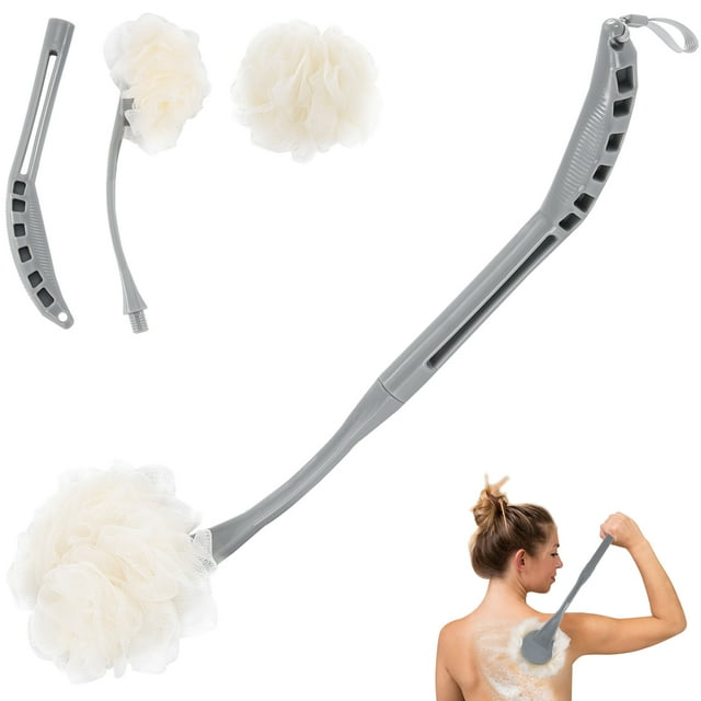 BTideas Loofah on a Stick, 20.5” Long Handle Loofah, Loofah Back ...