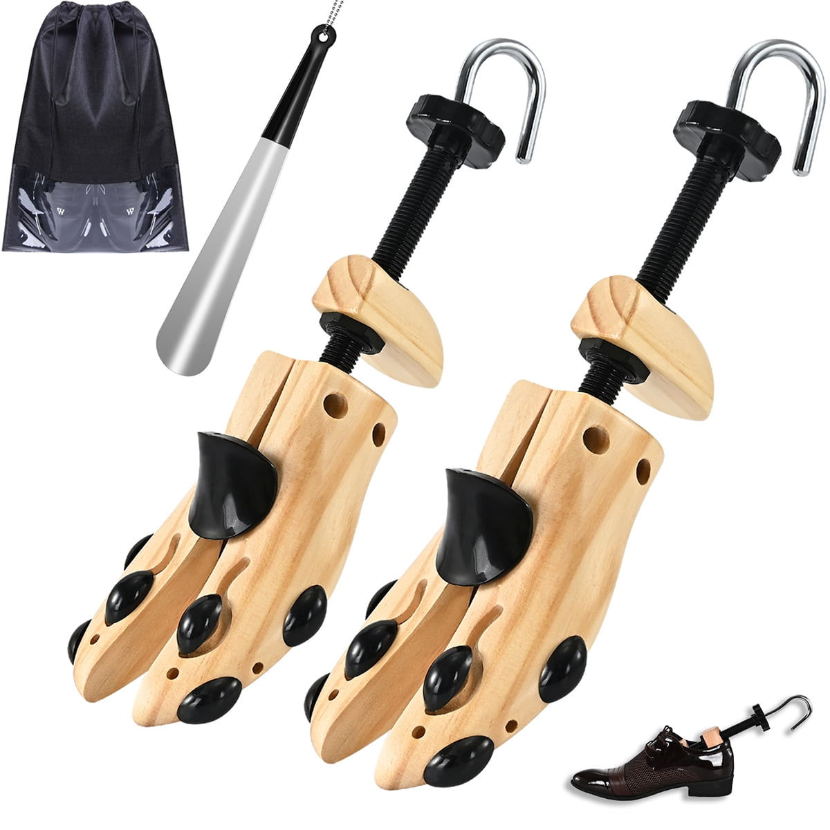 BTideas Shoe Stretcher Women Men, Pair Wooden Shoe Stretcher for Wide ...