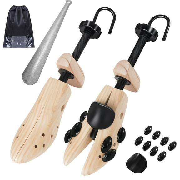 ASKITO 2Pcs Wooden Shoes Stretcher, 2-Way Shoe Tree Adjustable Length ...