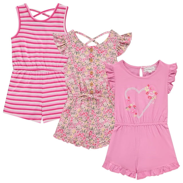 BTween Girls' 3-Pack Jumpsuits & Rompers, Sleeveless & Flutter, Size 14 ...