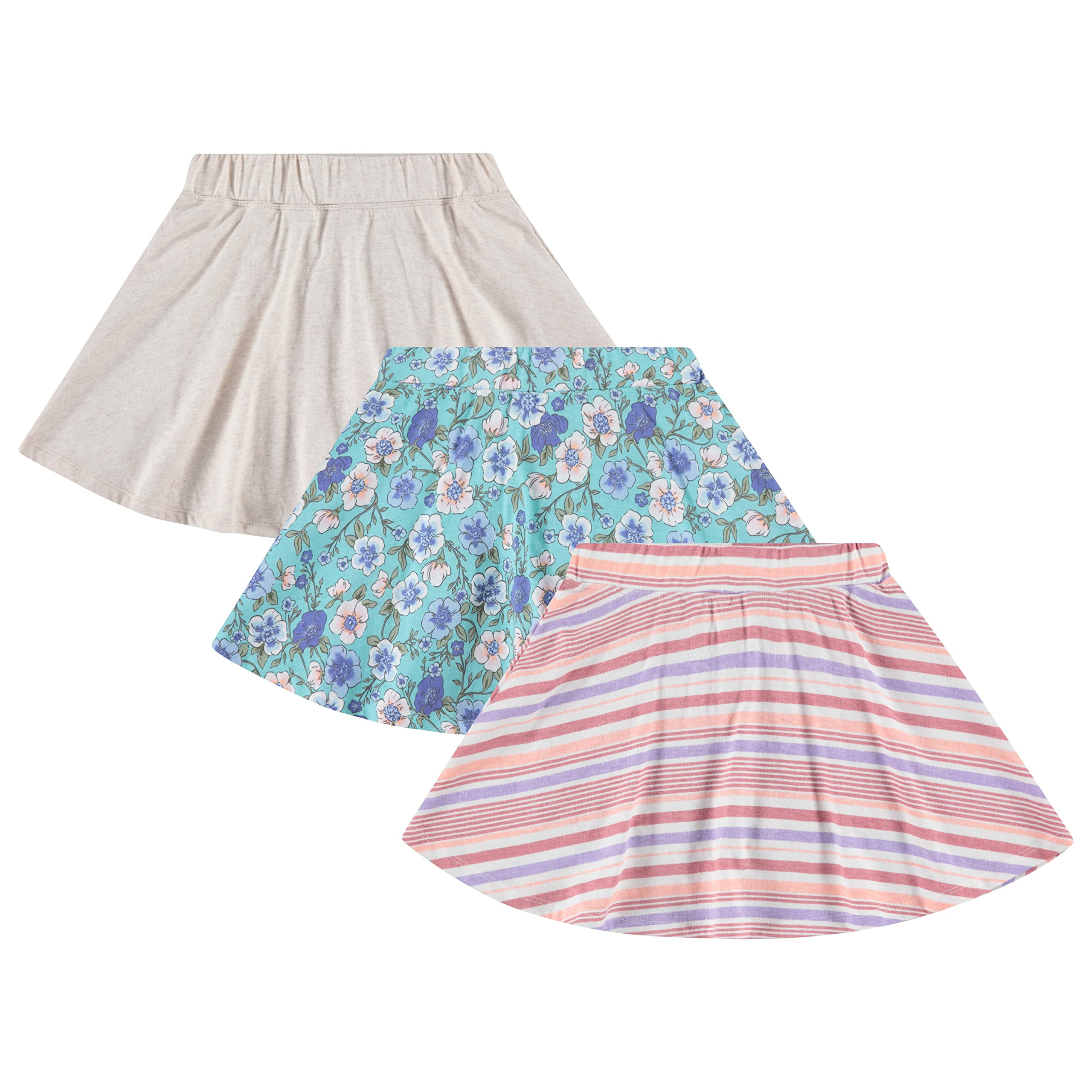 BTween Girls' 3 Pack Skorts - Floral, Solid, Tie Dye Prints ...