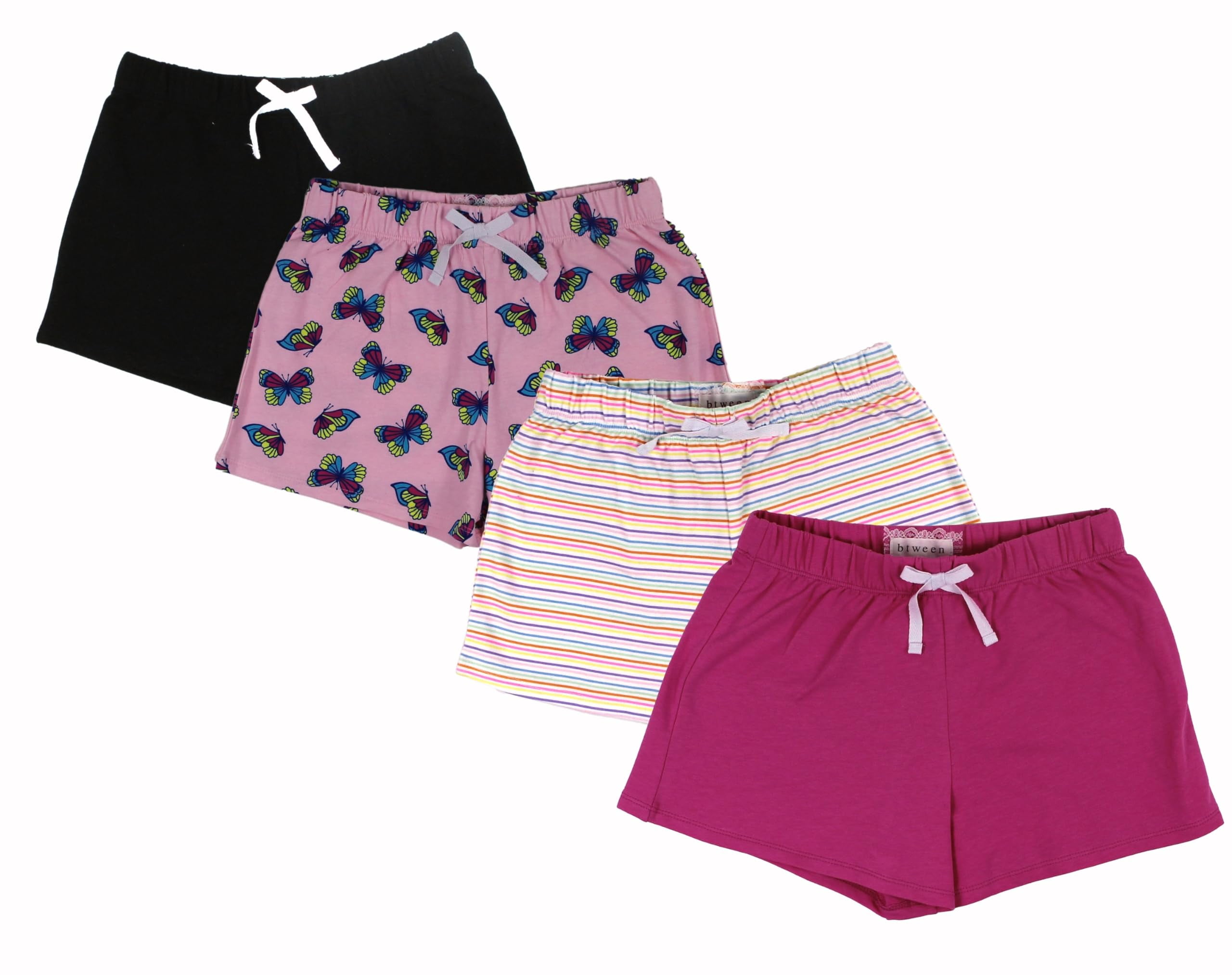 BTween 4-Pack Girls Shorts - Cotton French Terry Shorts for Girls ...