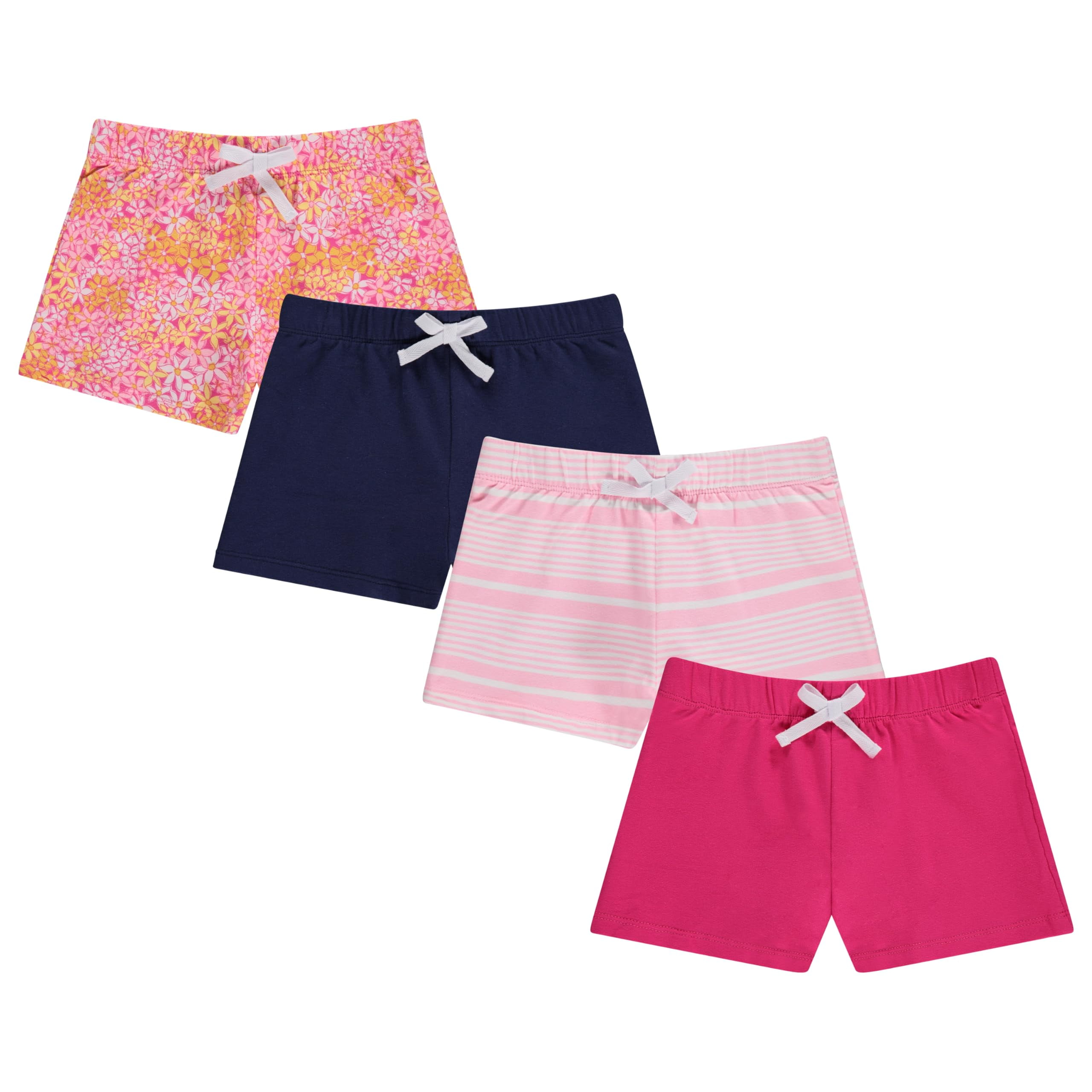 BTween 4-Pack Girls Shorts - Cotton French Terry Shorts for Girls ...