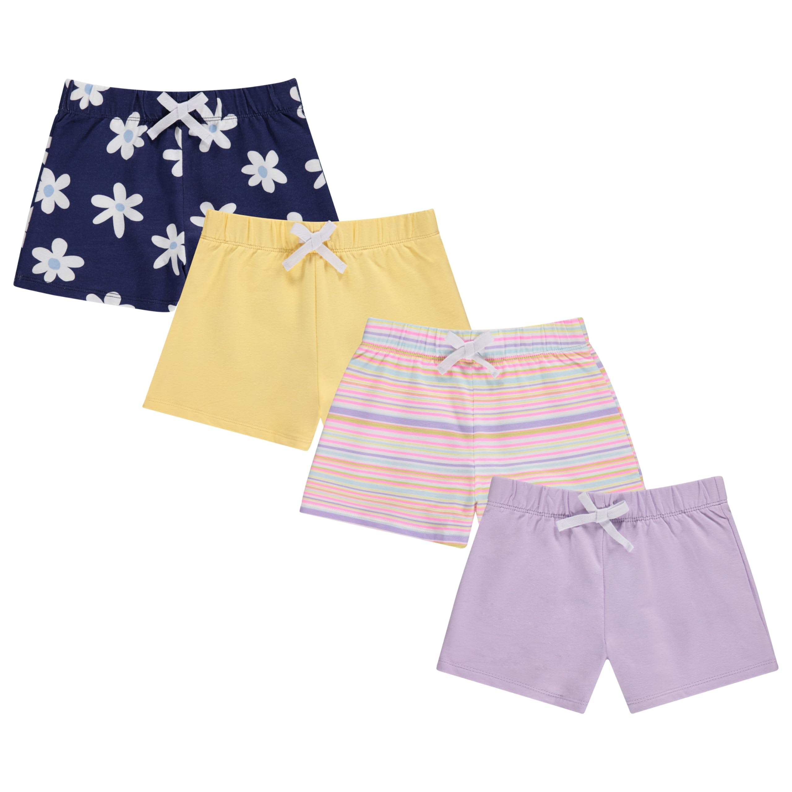 Btween Girls Shorts 4-Pack Cotton French Terry Moisture-Wicking Elastic ...