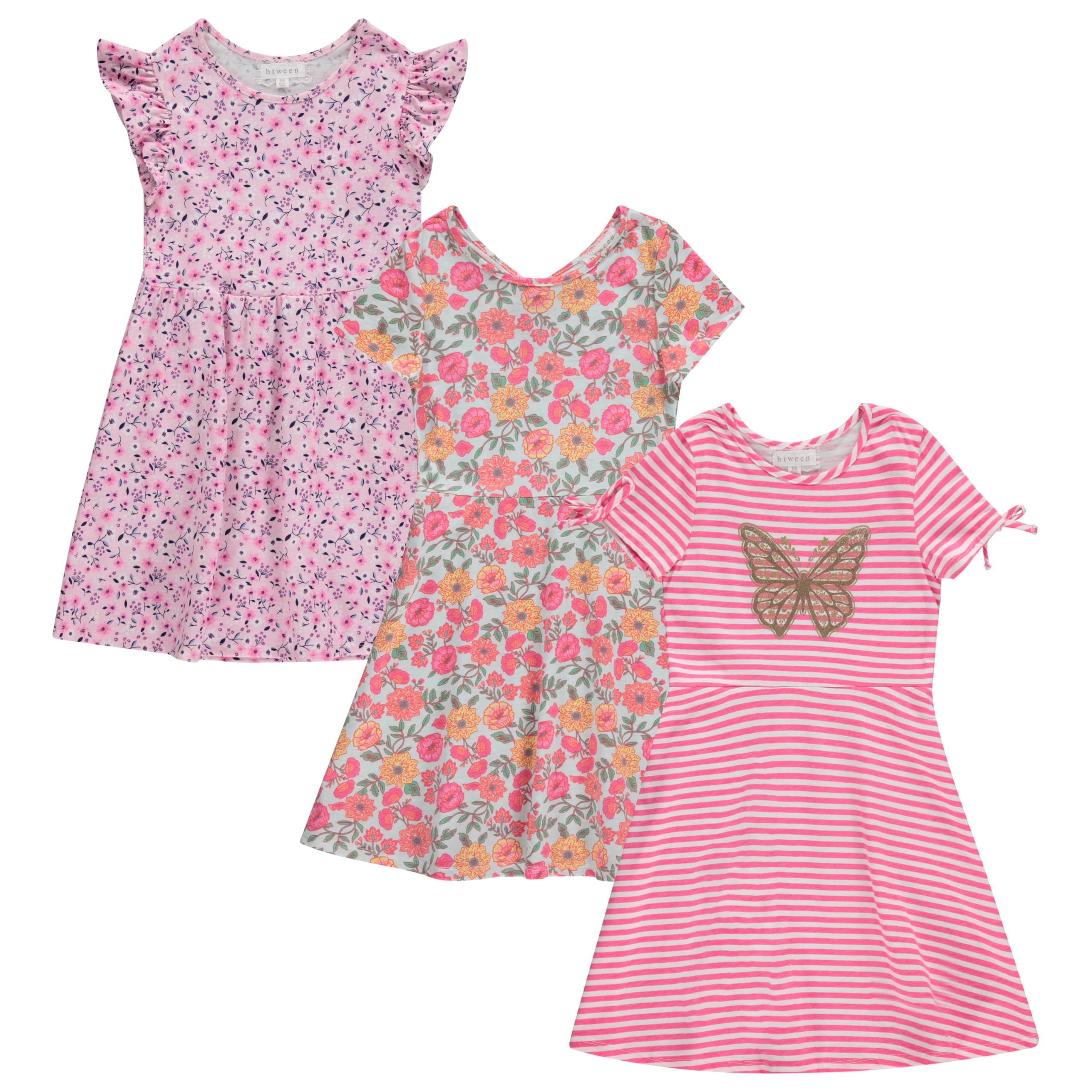 BTween Girls’ 3-Pack Romper Set – Cute & Comfy Sleeveless Summer ...