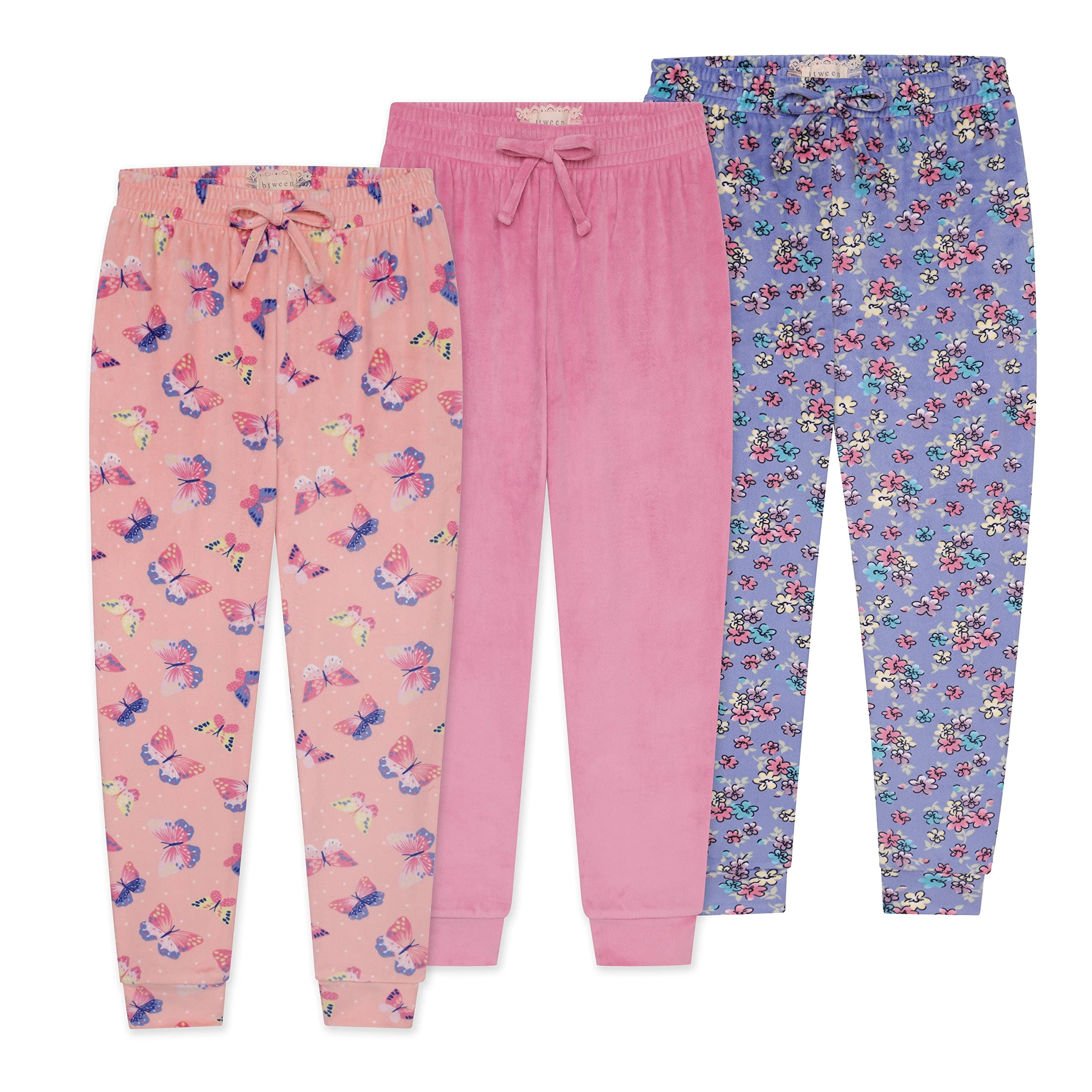 BTween Girls 3-Pack Velour Joggers Sweat Suits, Ultra-Soft Velvety Feel ...