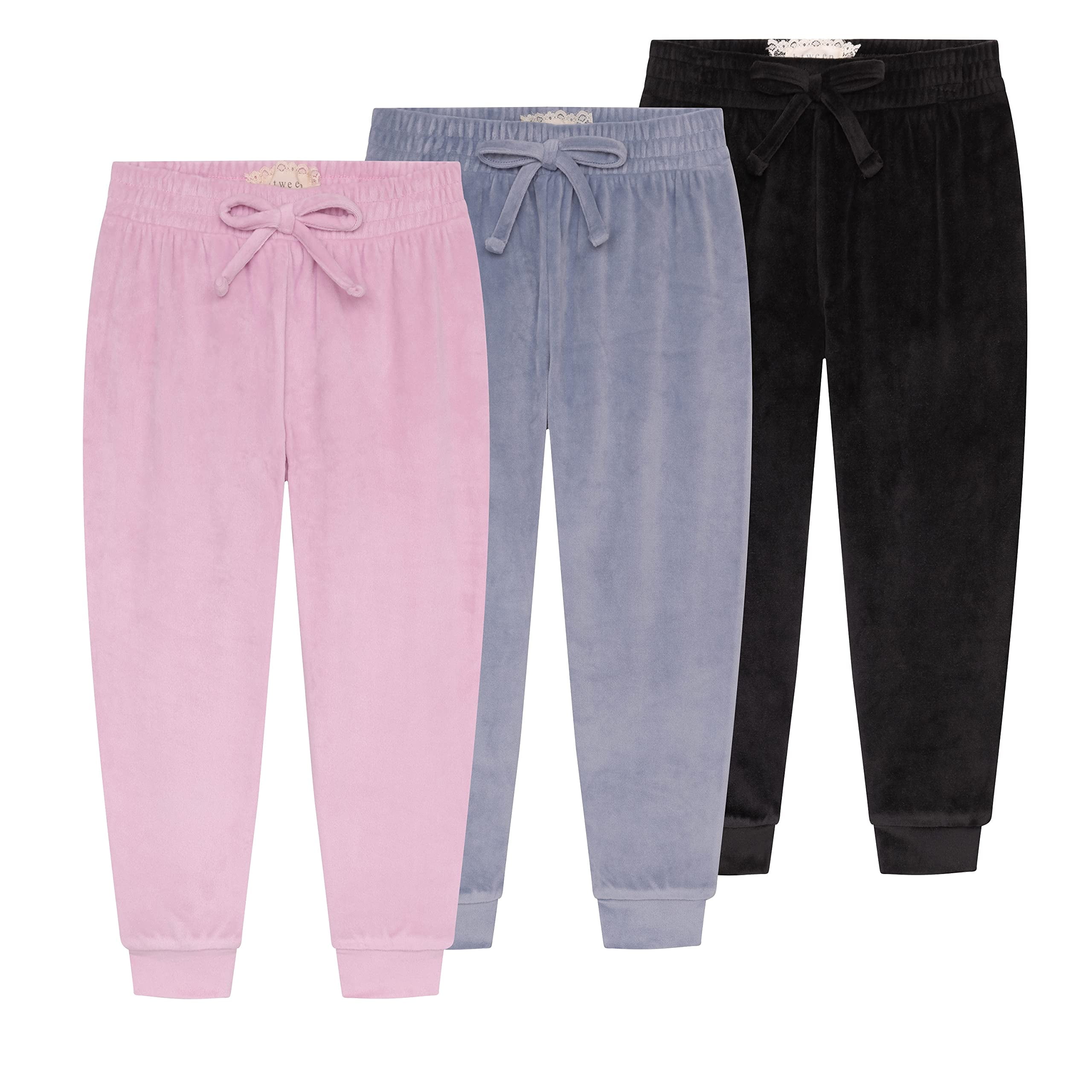 BTween Girls 3pk Velour Joggers, Soft Comfy Jogging Clothing Set, Denim ...