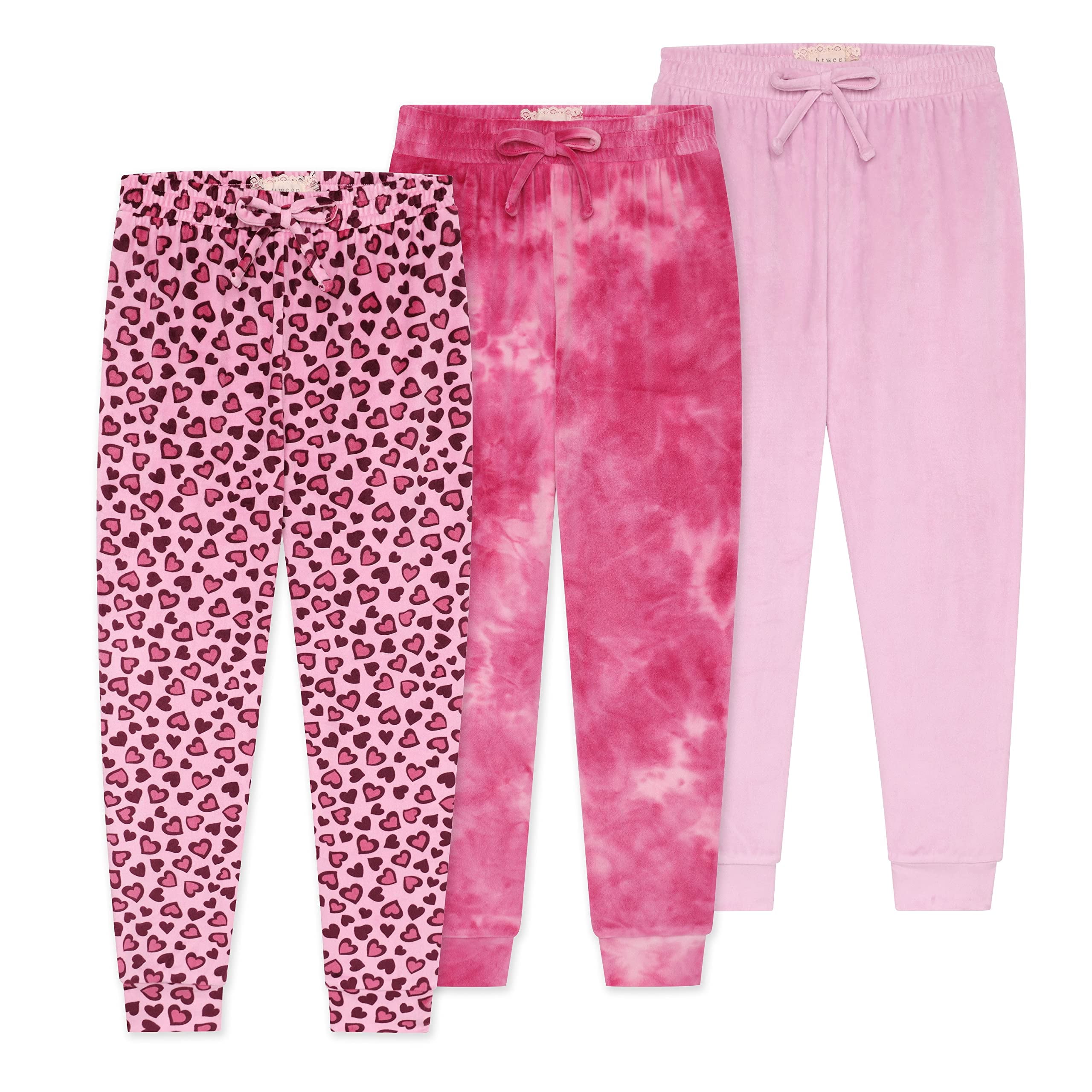 BTween Girls Warm 3pk Velour Joggers Outfit Set, LEOP, Size 14/16 ...