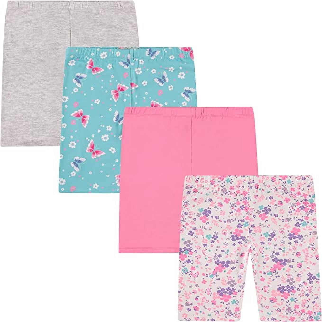 Btween Girls 4 Pack Bicycle Shorts, Navy Floral Pink Starry Pink Tie ...