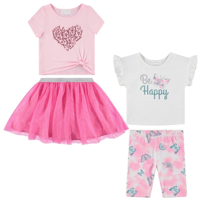 BTween Girls 4 Pack Floral Fashion Summer Clothes Set - Tutu Skirt Tank ...