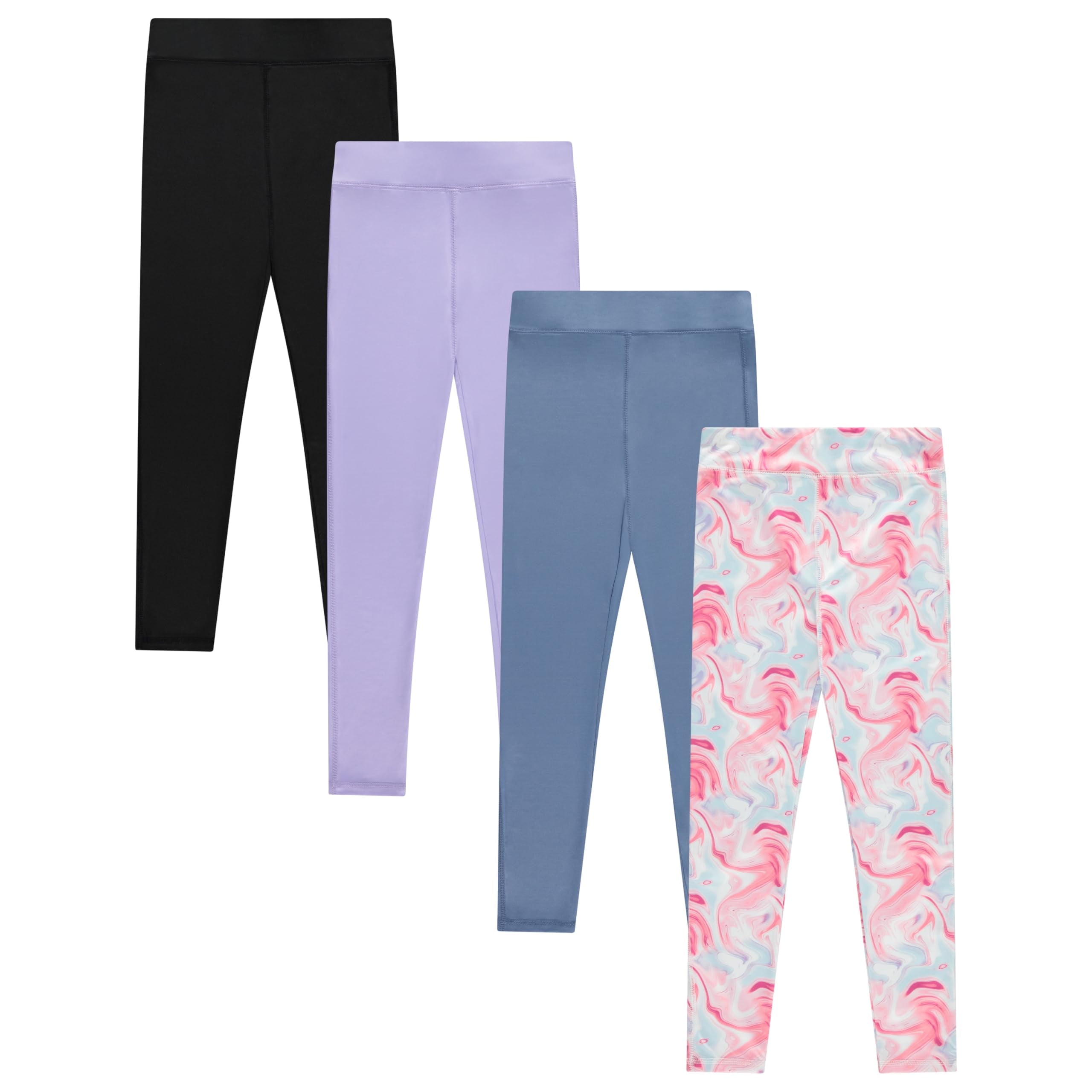 BTween Girls 4 Pack Leggings Set, Exercise, Sports Tights with Wide ...